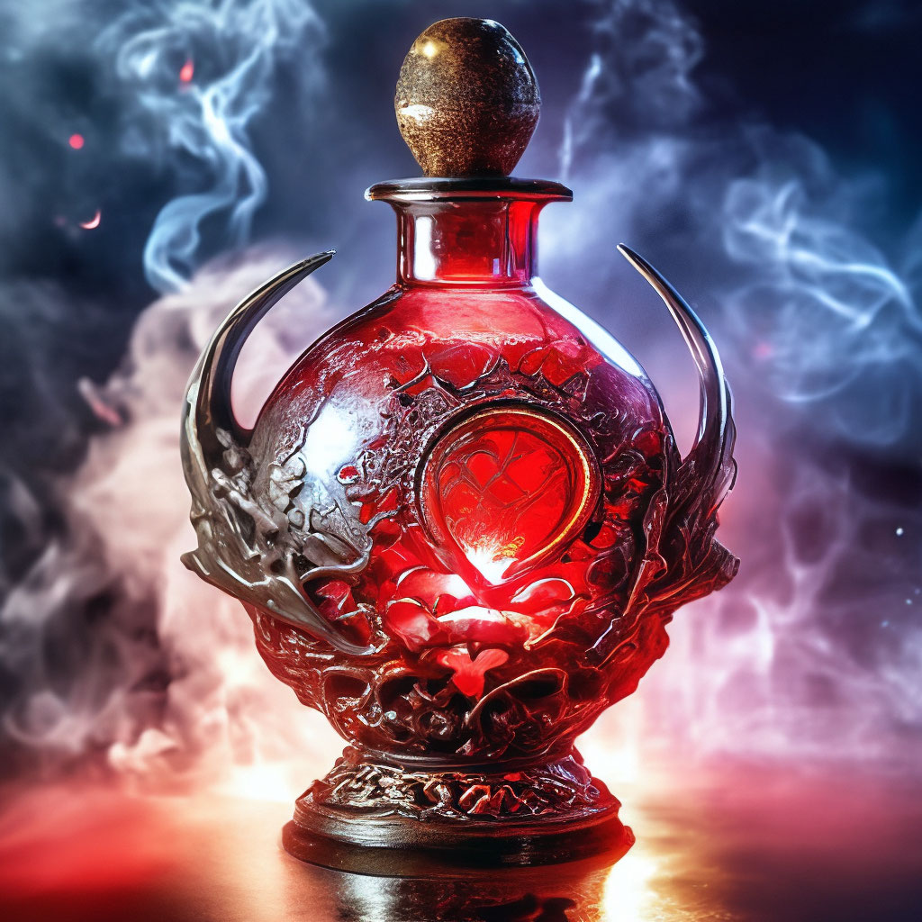 "A magical artifact is a magical vessel. magic magic bottle with red ...