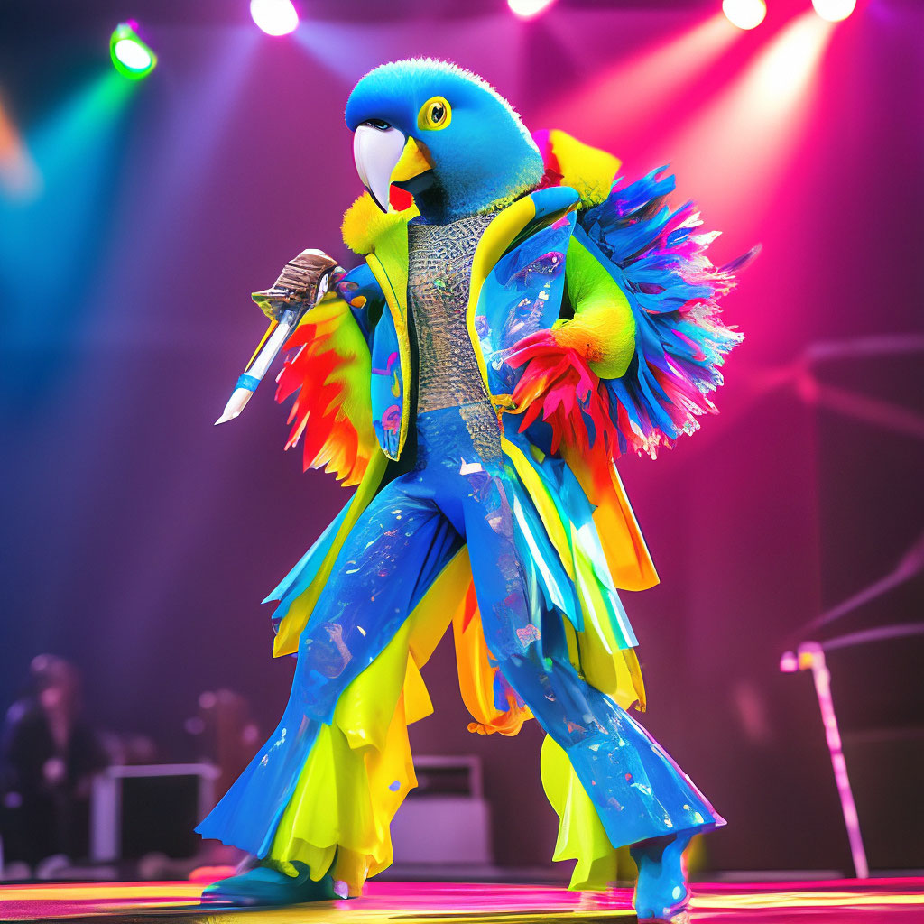 "Parrot anthropomorph in the outfit of a pop singer metamorphosis on ...