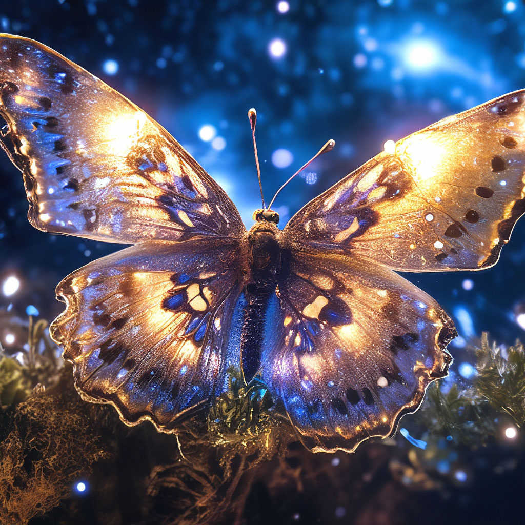 "Fabulous butterfly, meteor shower wings, terry edges inlaid with a ...