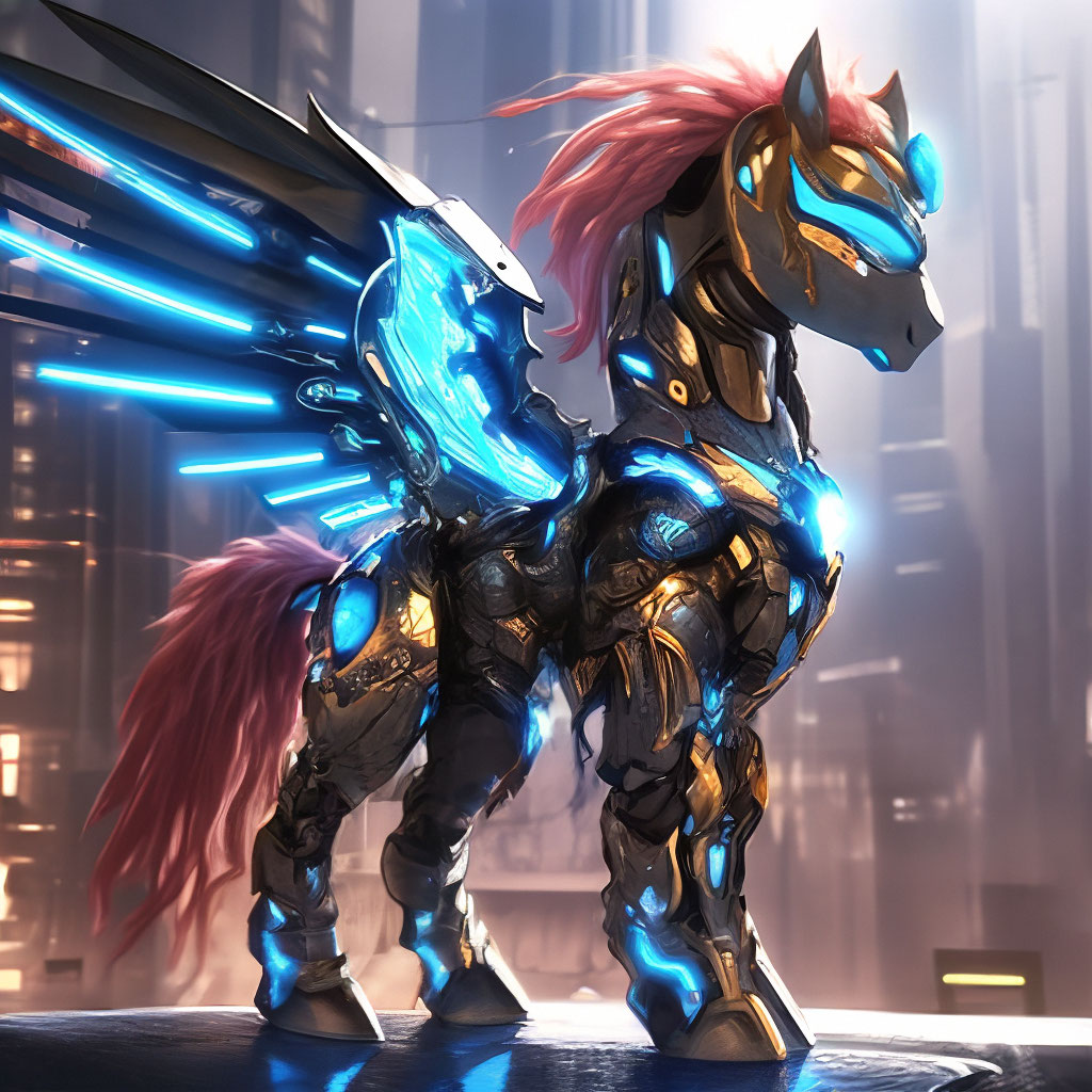 "Cyber pony, mlp, high quality, high detail, iron wings" — image ...