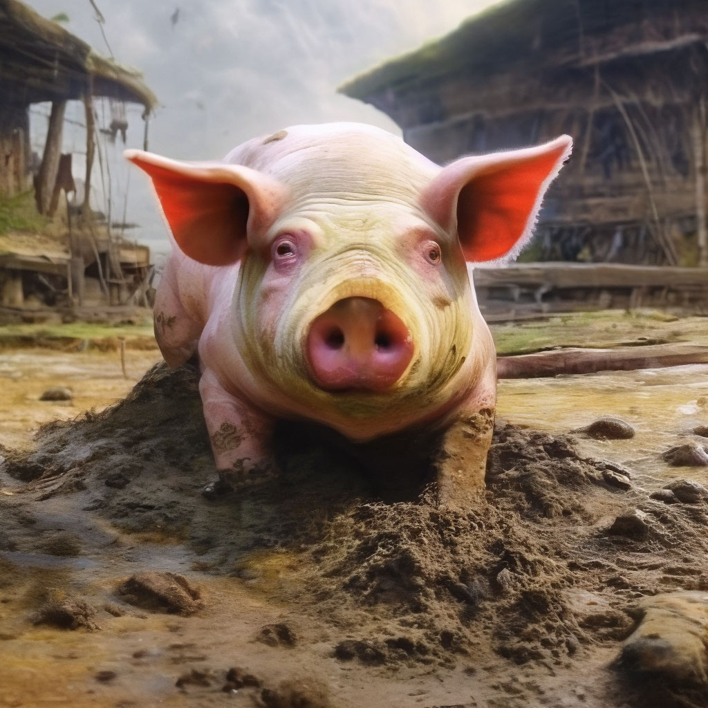 "The pig will find dirt everywhere 🤣" — image created in Shedevrum
