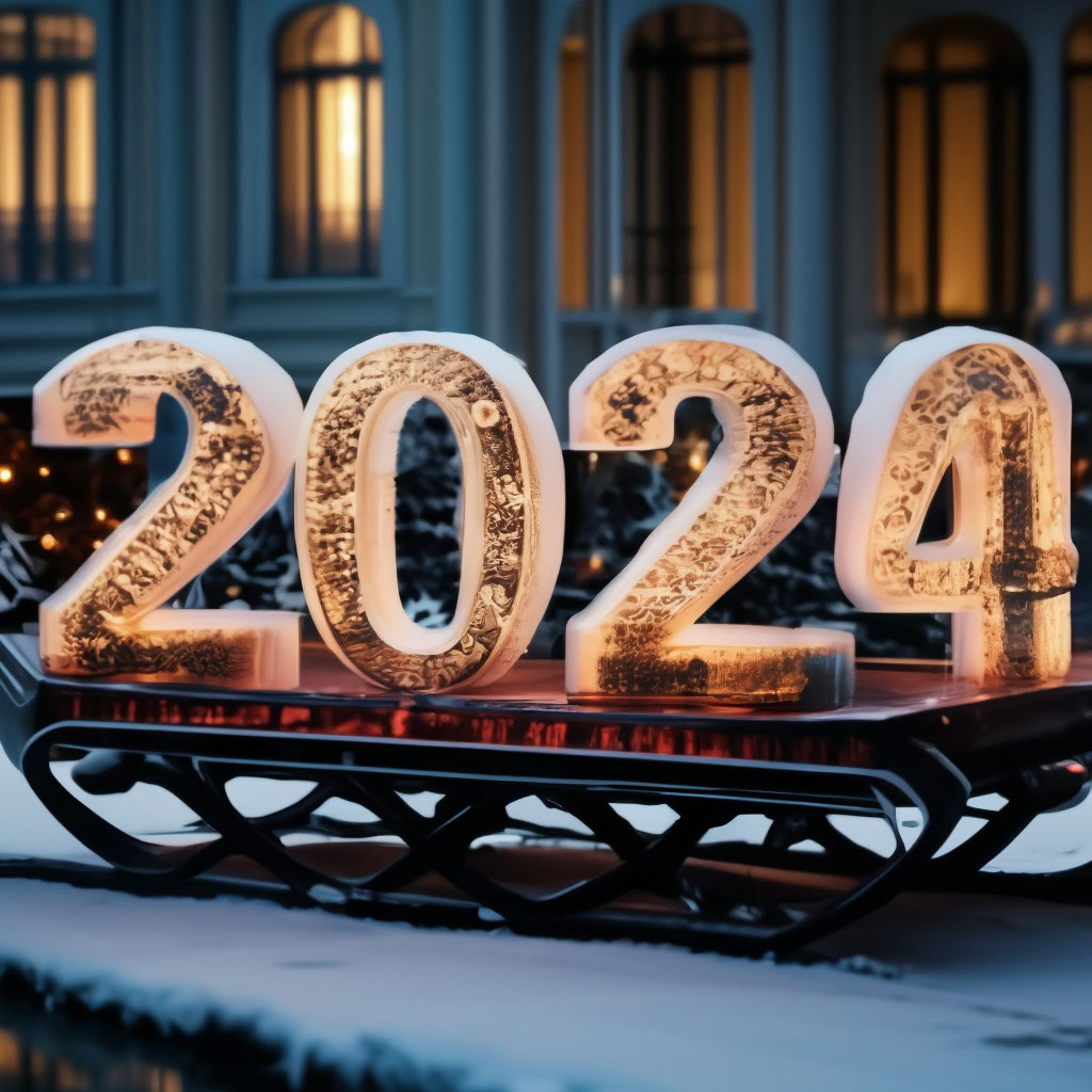 "Happy new year inscription 2024, numbers 4444, numbers 2024 on painted ...