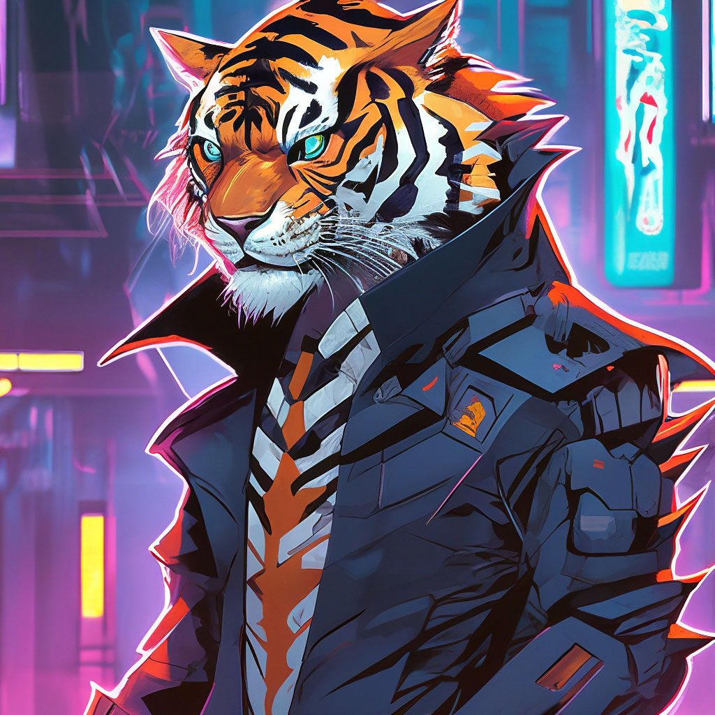 "Anthropomorphic tiger-dracula" — image created in Shedevrum