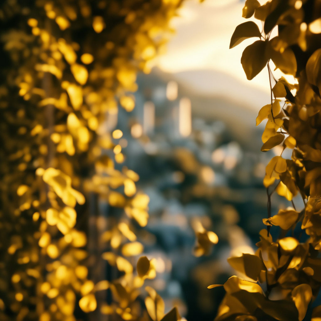" 💫 Golden landscape, beautiful golden vines, radiance, delicate colors ...
