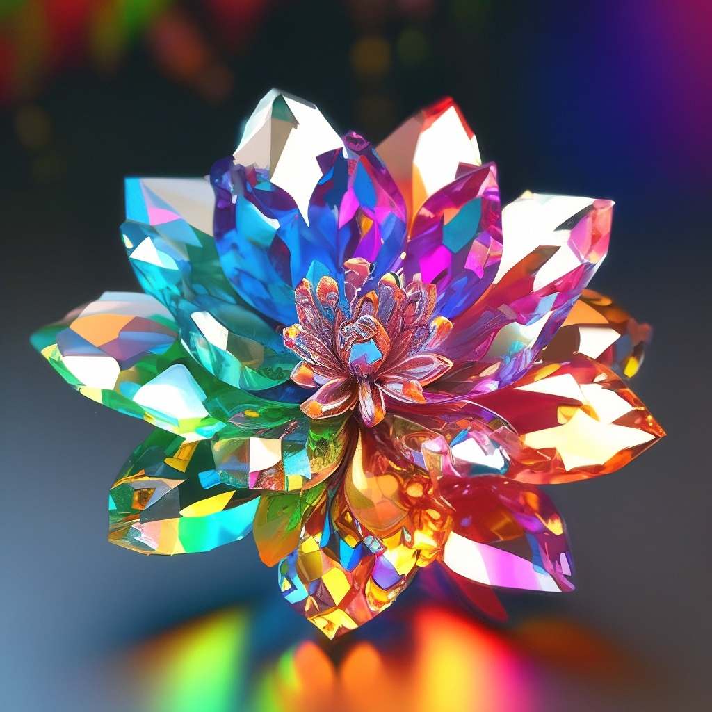 "Crystal flower, rainbow shades, high detail, 4k, high quality" — image ...