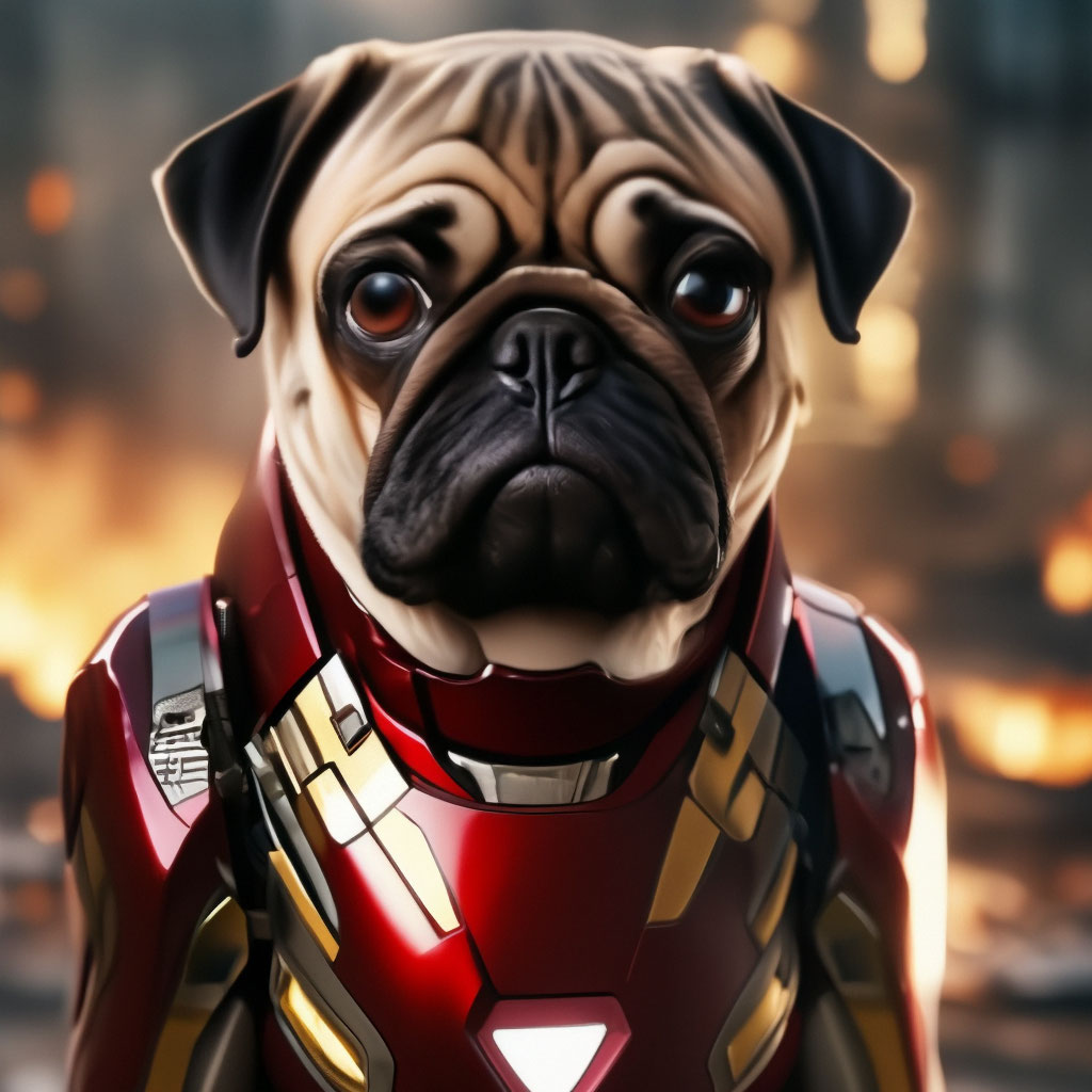 "Iron pug Tony Stark" — image created in Shedevrum