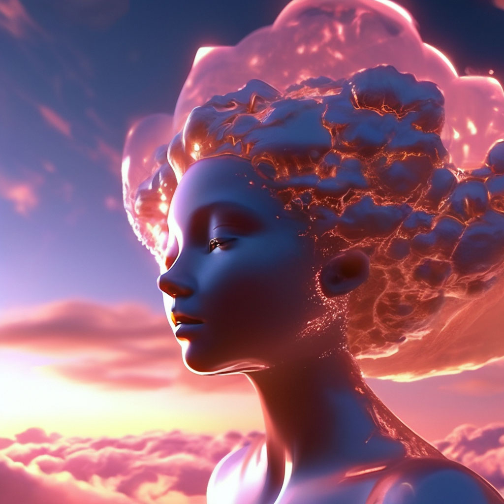 "3D. Space. Multilayer. Anthropomorphic planet Venus, dawn, morning ...
