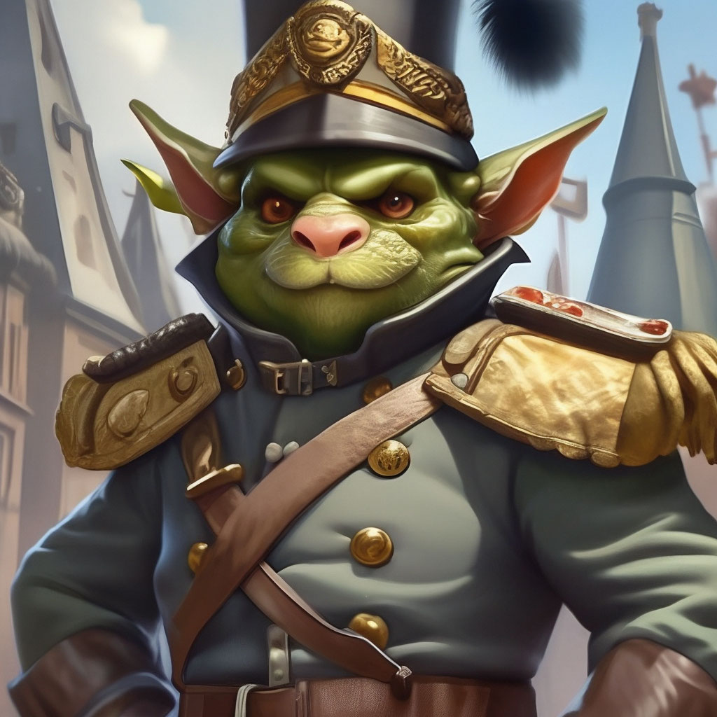 "Goblin commander of the gunners, a charge with a fuse in his hand ...