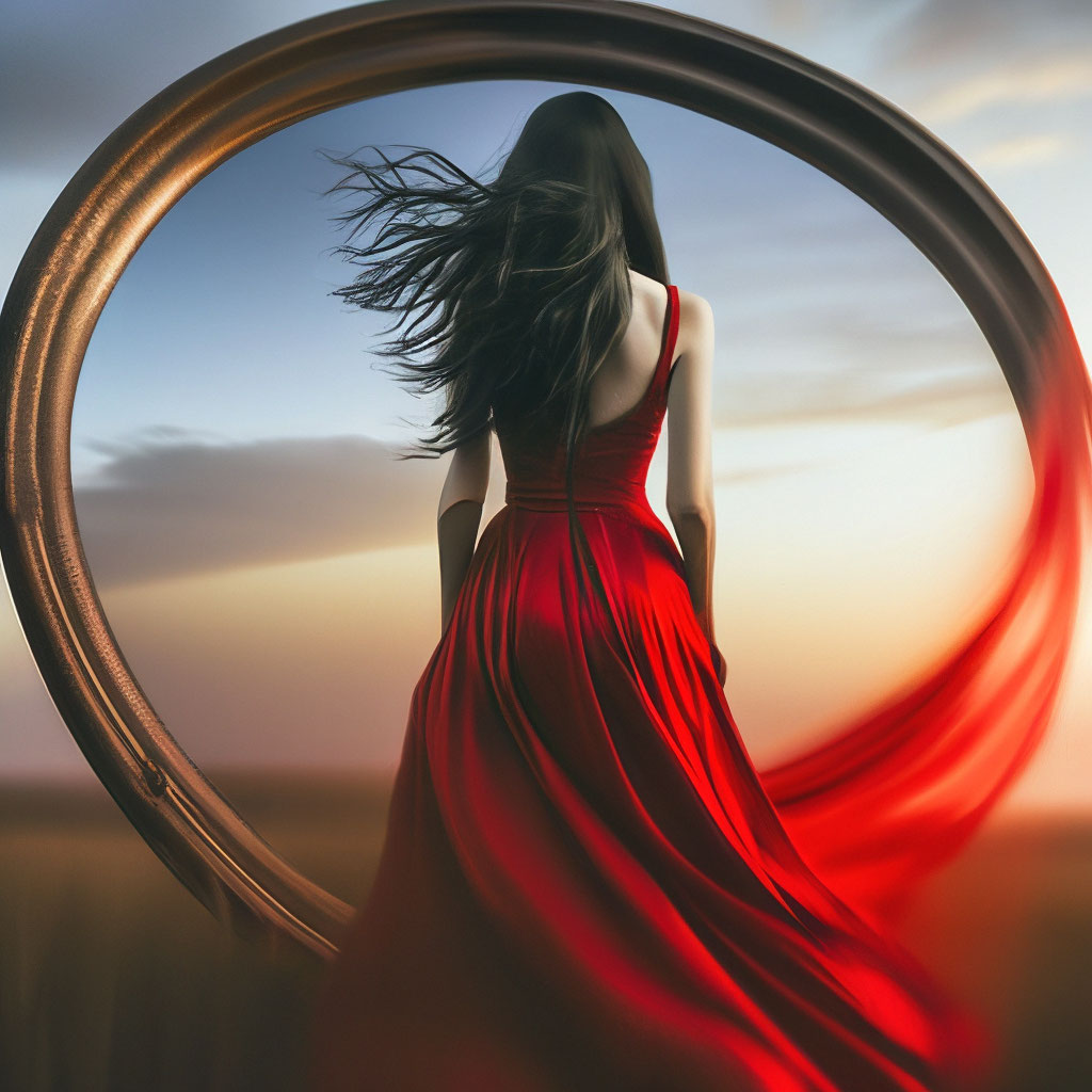 "A girl with black, shiny, straight, long hair, developing me in the ...
