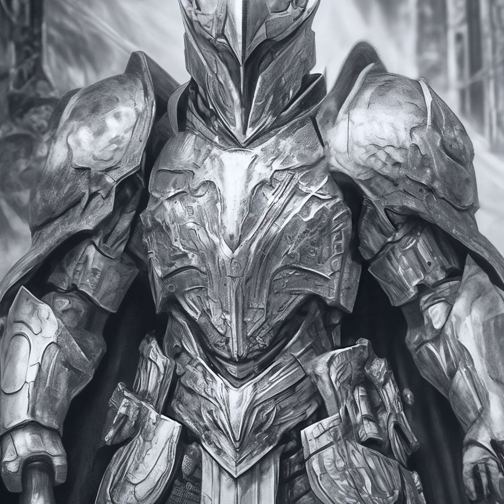 "Knight in power armor, plasma sword, electric shield" — image created ...