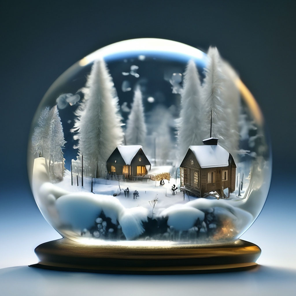 "A transparent, tiny, wintry microcosm. Photorealism, beautiful ...