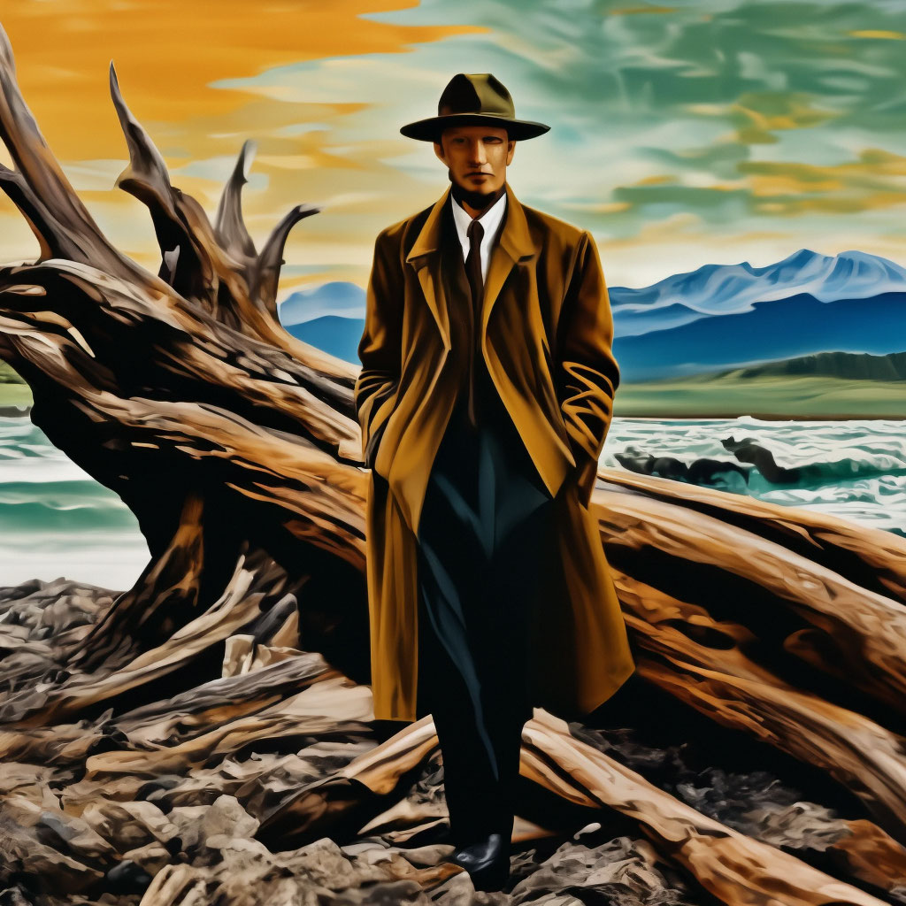 "@art-niura, relatives homage, collage of Gucci landscape Munch, a man ...