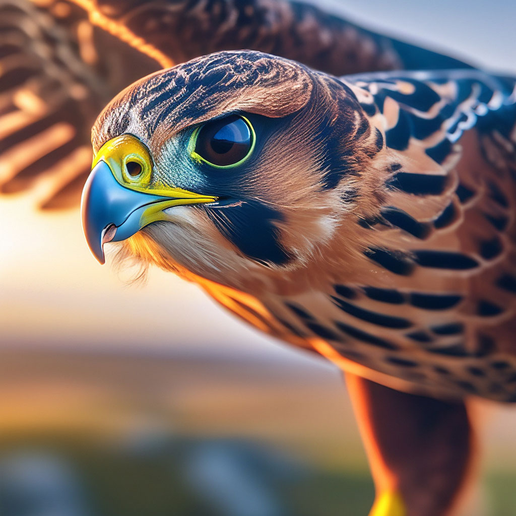 "Beautiful swift attacking falcon peregrine falcon, panoramic photo ...