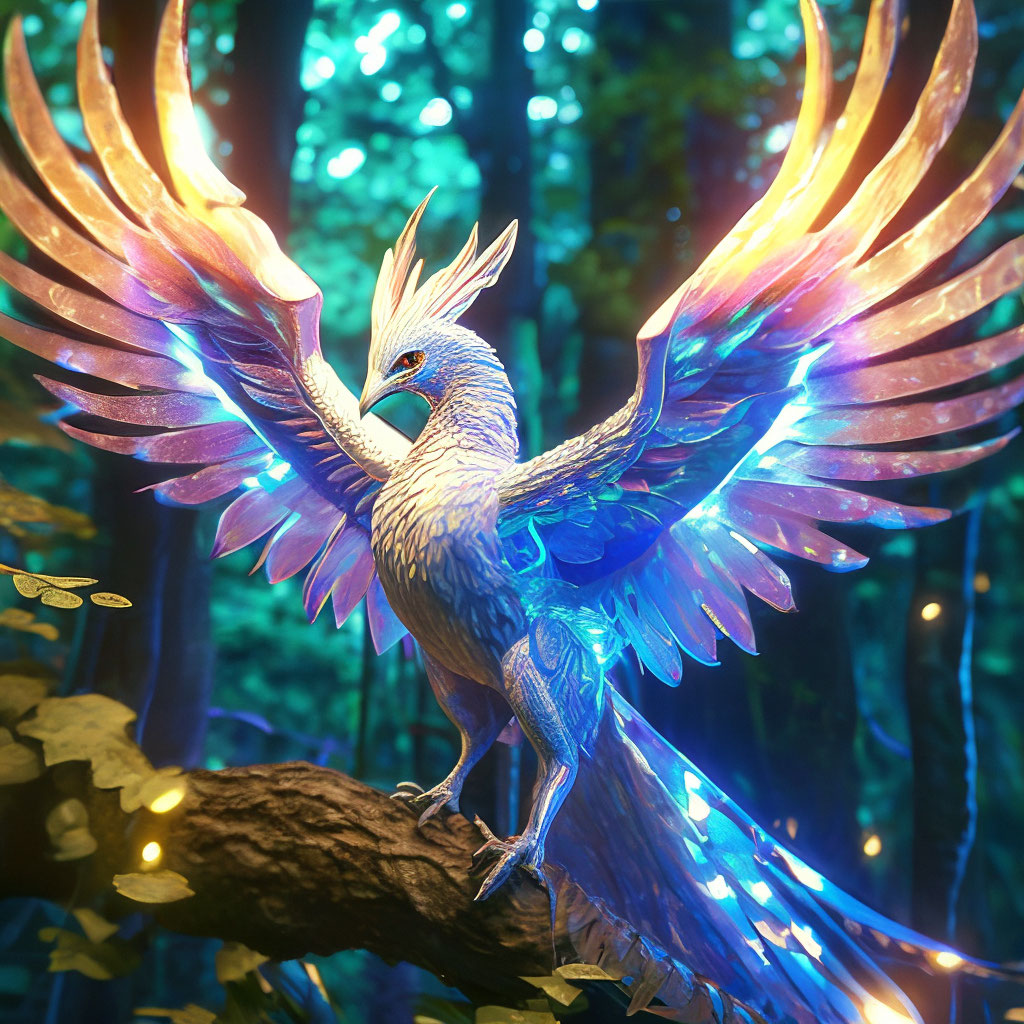 "High detail 8k. hyperrealism. A mighty beautiful phoenix with bright ...