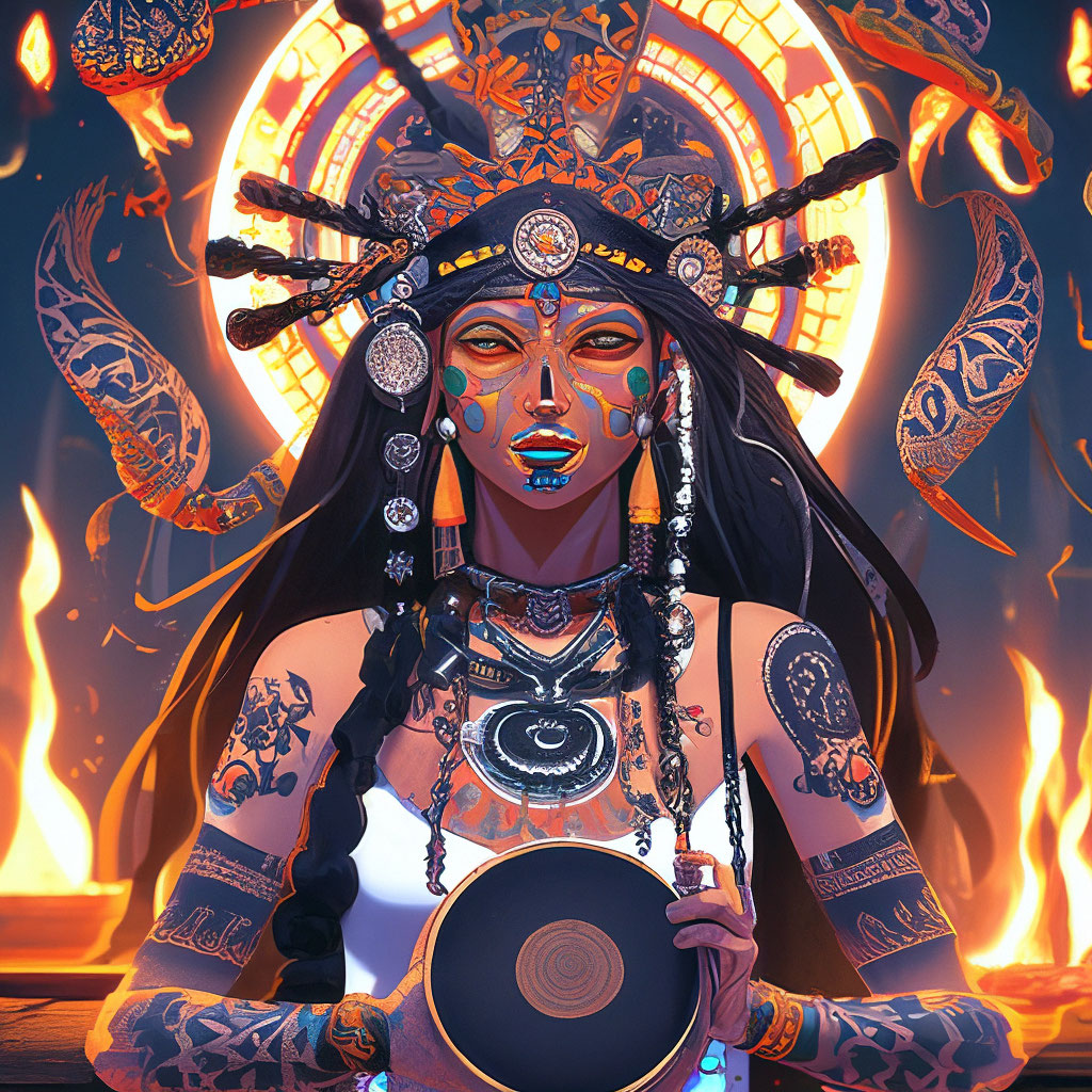 "Shamanic song shamanic protection face tambourine drum ancient dances ...