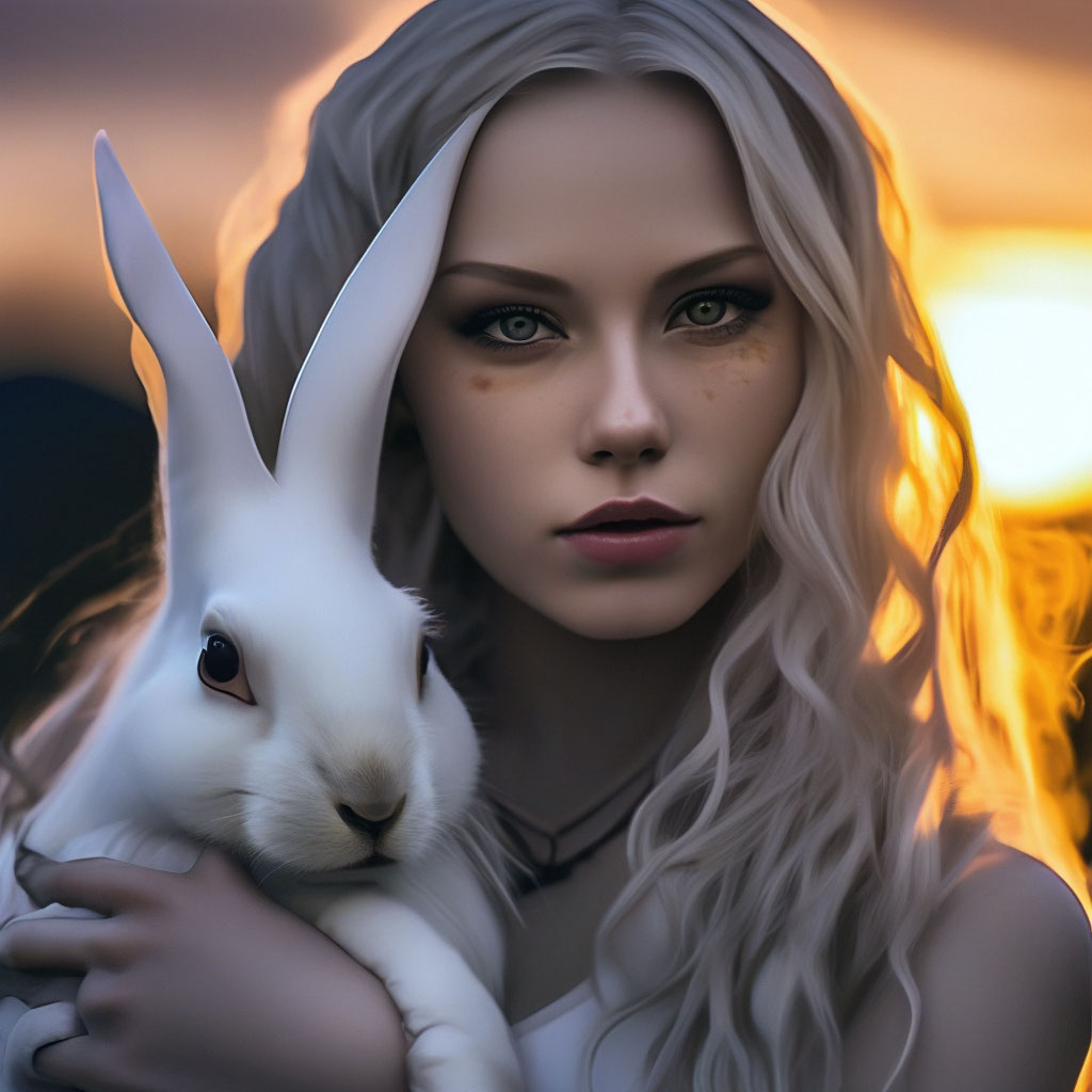 "Realistic, 32k, high quality, detail, professional photo, rabbit girl ...