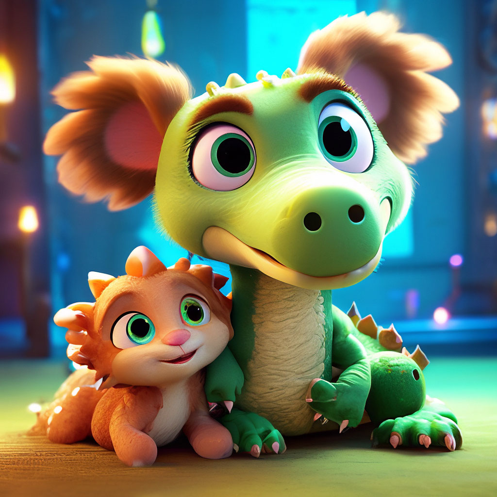 "Cartoon Gene crocodile and Cheburashka is a small fluffy soft brown ...