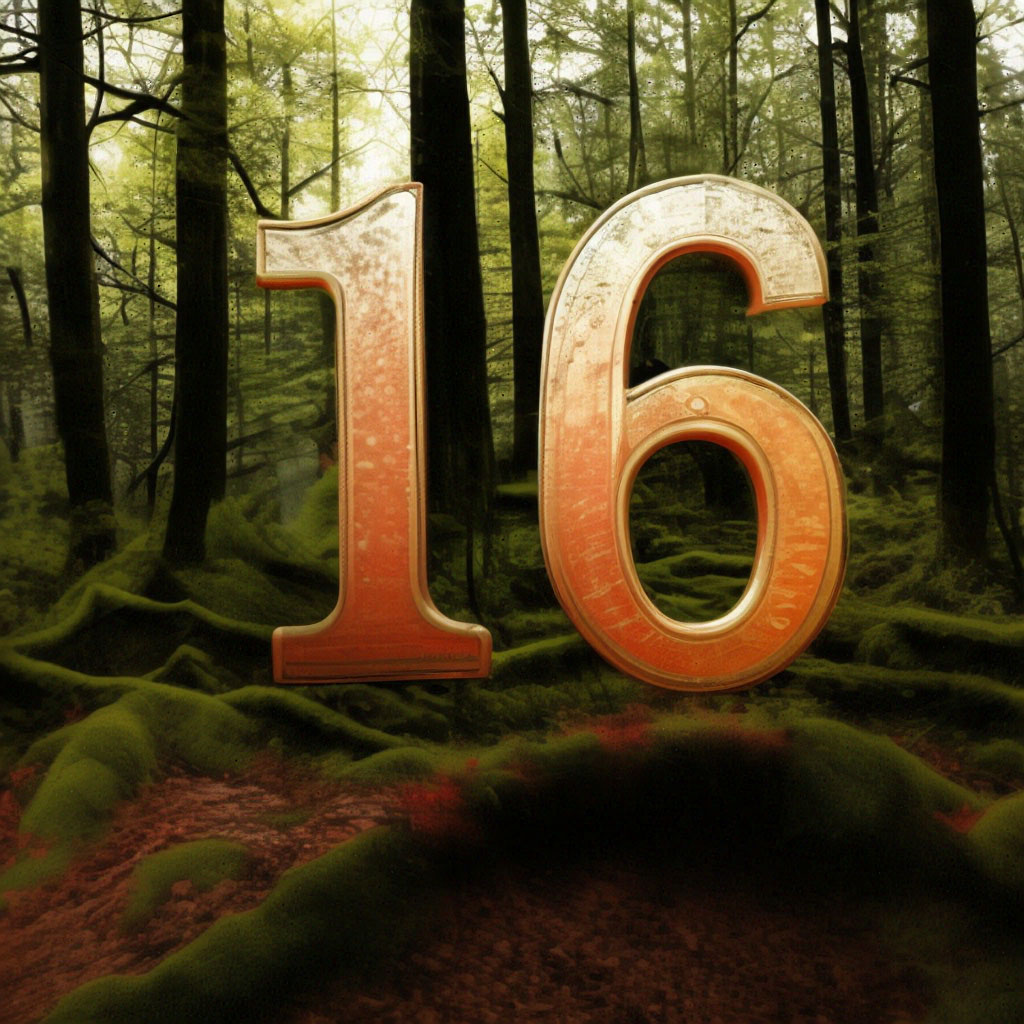 ". 16 1 and 6, sixteen, digit 1 and digit 6 side by side, number ...