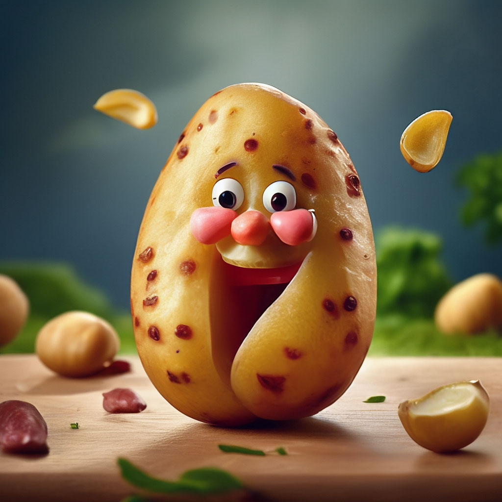 "Potato, advertising poster, creative," — image created in Shedevrum