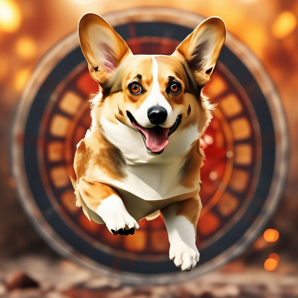 "Corgi conquers hell on frisbee" — image created in Shedevrum