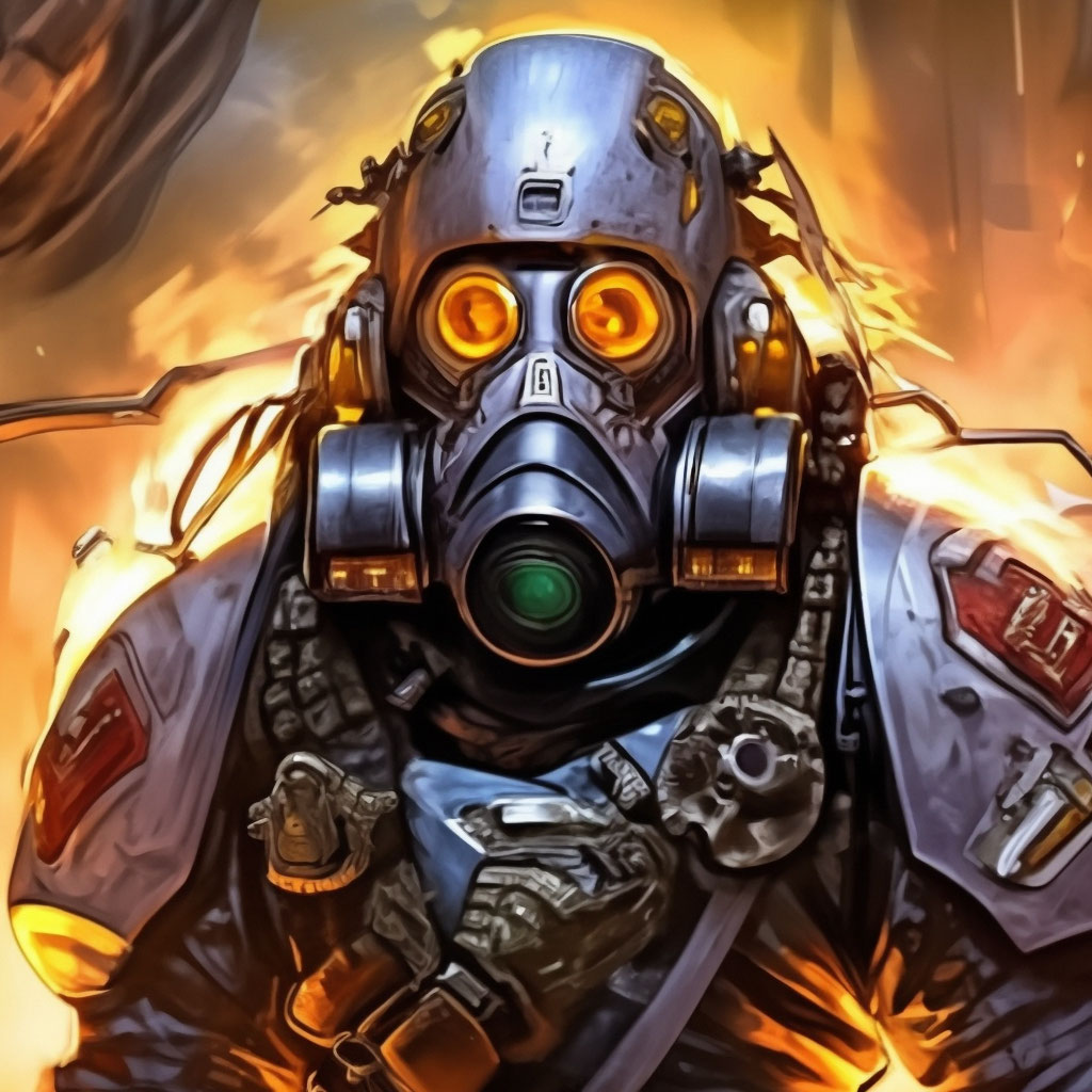 "Warhammer 40,000 Krieg Death Corps.Kriegovets in a gas mask with a ...