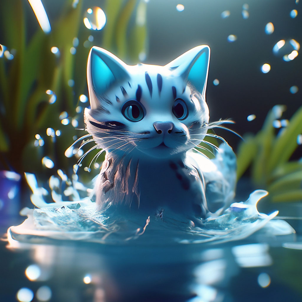 "Water cat" — image created in Shedevrum