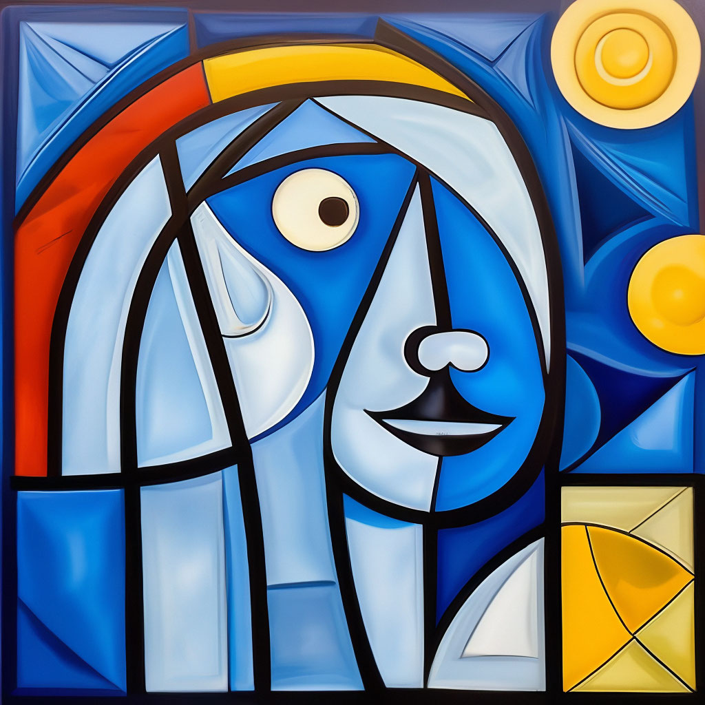 "The moon, in the style of Picasso" — image created in Shedevrum