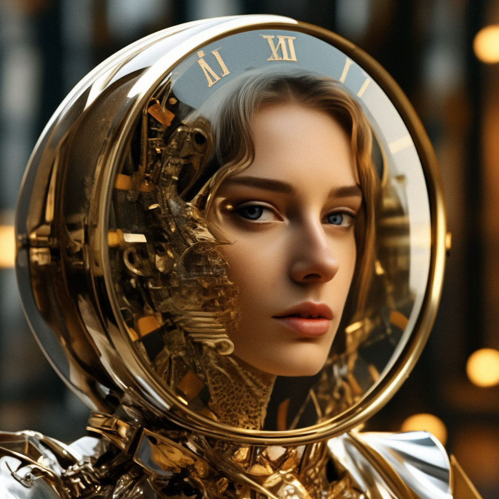"Anthropomorphic mechanical crystal clock in the form of a girl ...