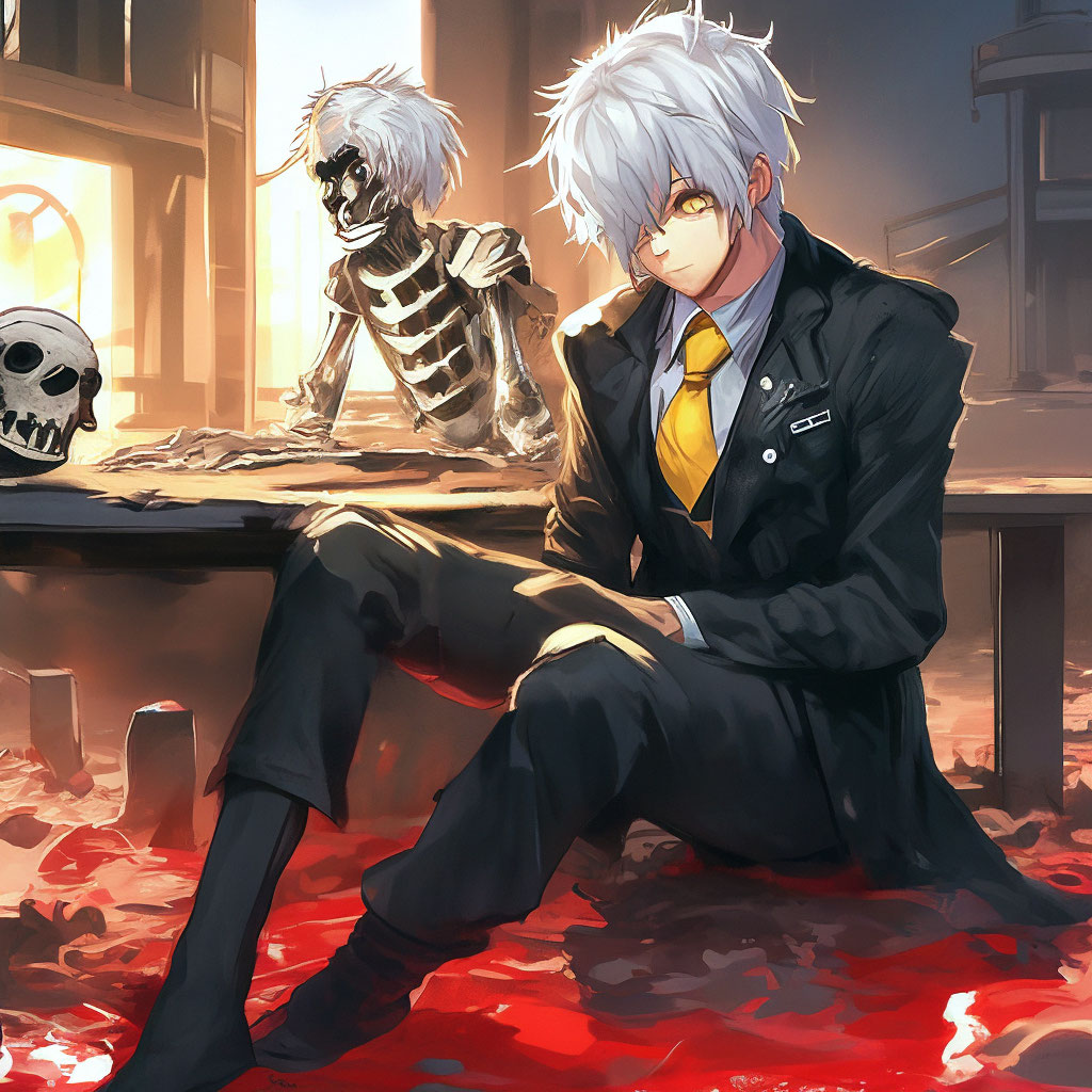 "Digital anime art sketch . senor anime guy . white tousled hair ...