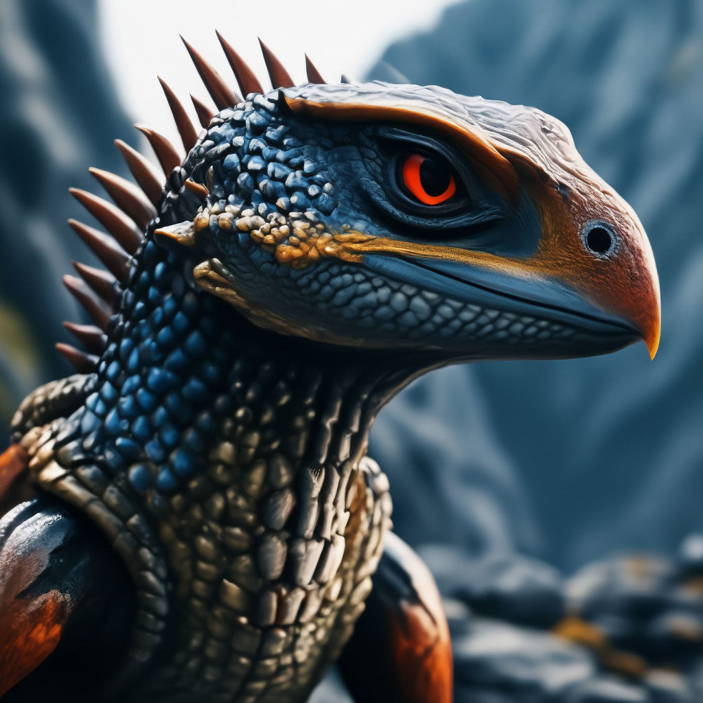 "Extraterrestrial falcon lizard, epic, cinematic" — image created in ...