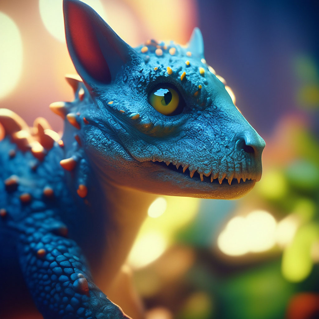 "Anthropomorphic hybrid dinosaur +cat metamorphosis hyperrealistically ...