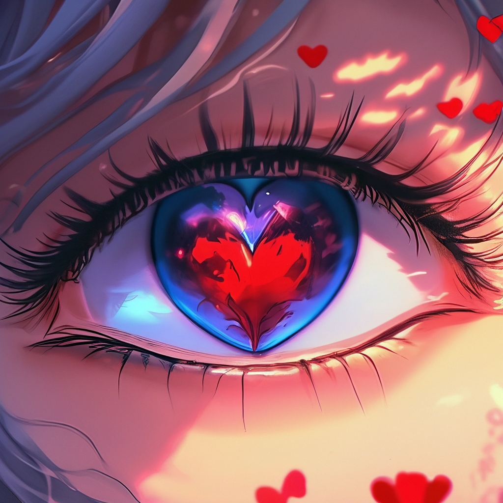"Heart in the eye anime" — image created in Shedevrum