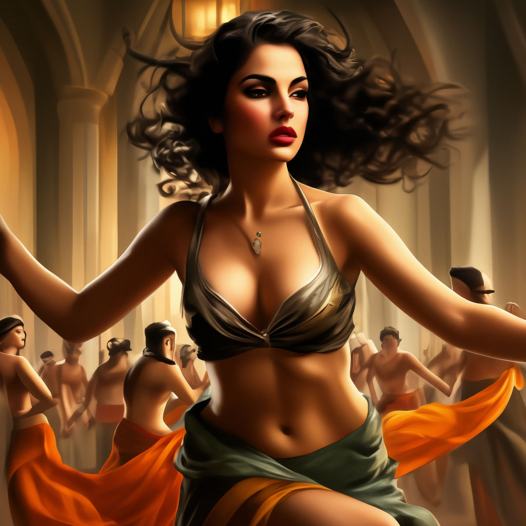 "Harem Beauty in Dancing Pin-up" — image created in Shedevrum