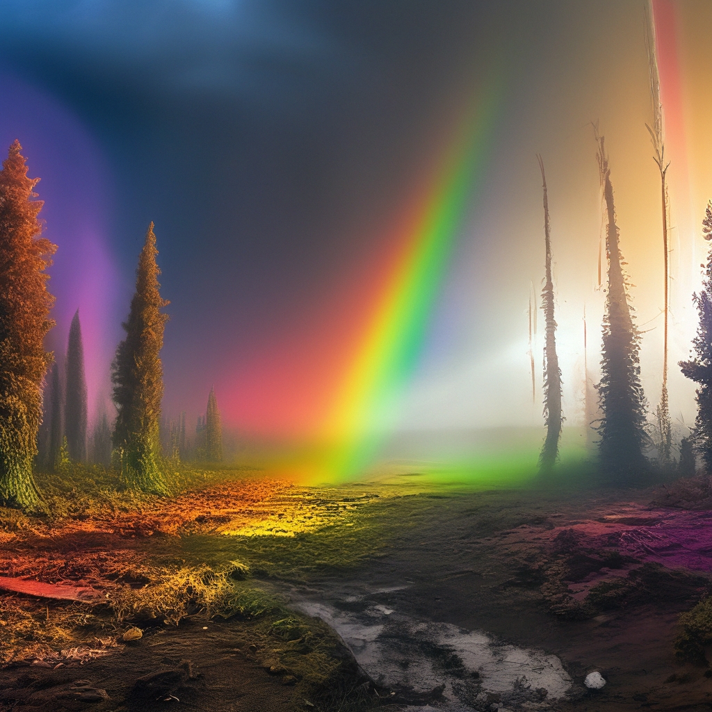 "Rainbow forest" — image created in Shedevrum
