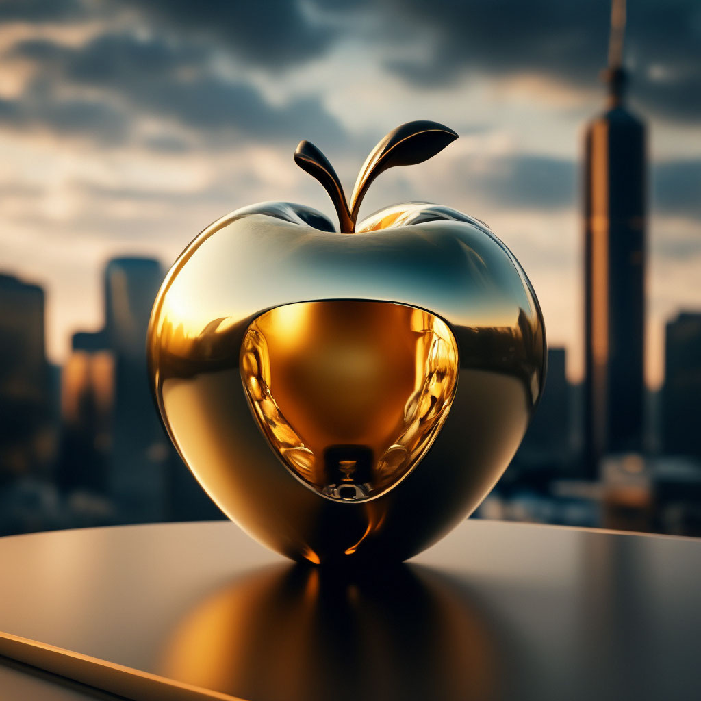 "Epic golden apple inside the needle" — image created in Shedevrum