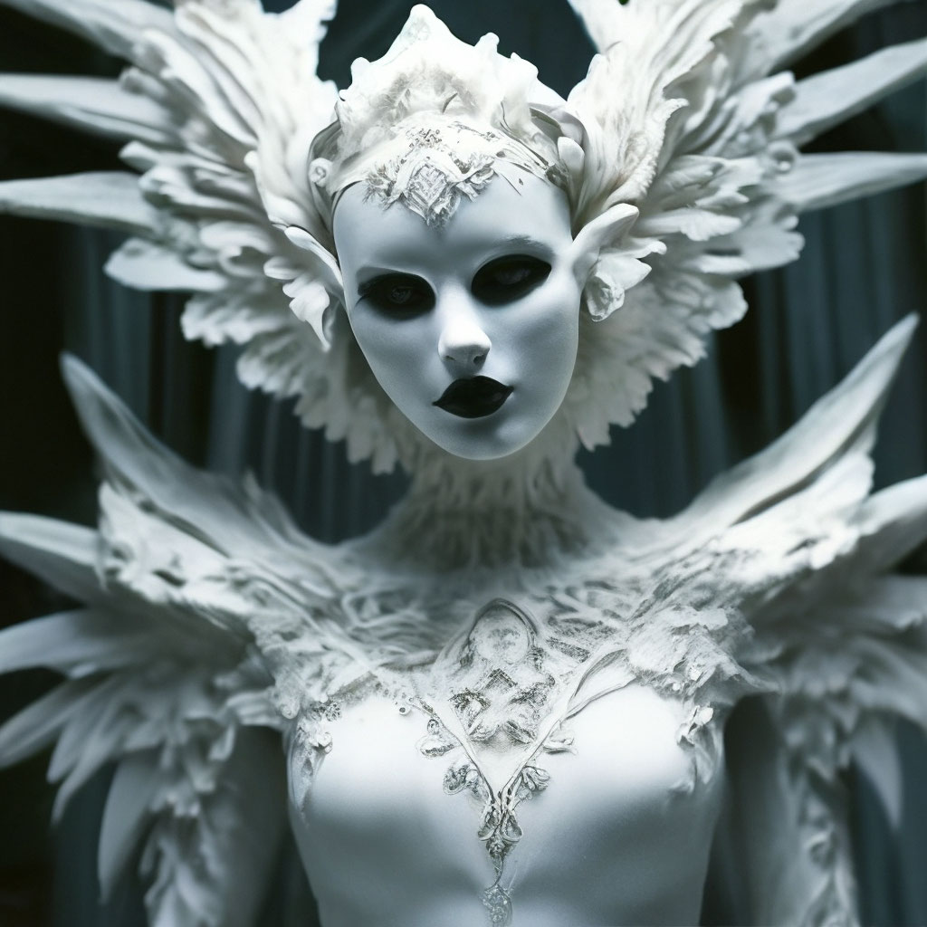 "Angelic madness. A porcelain mask. Slim waist .Mysticism. Horror ...
