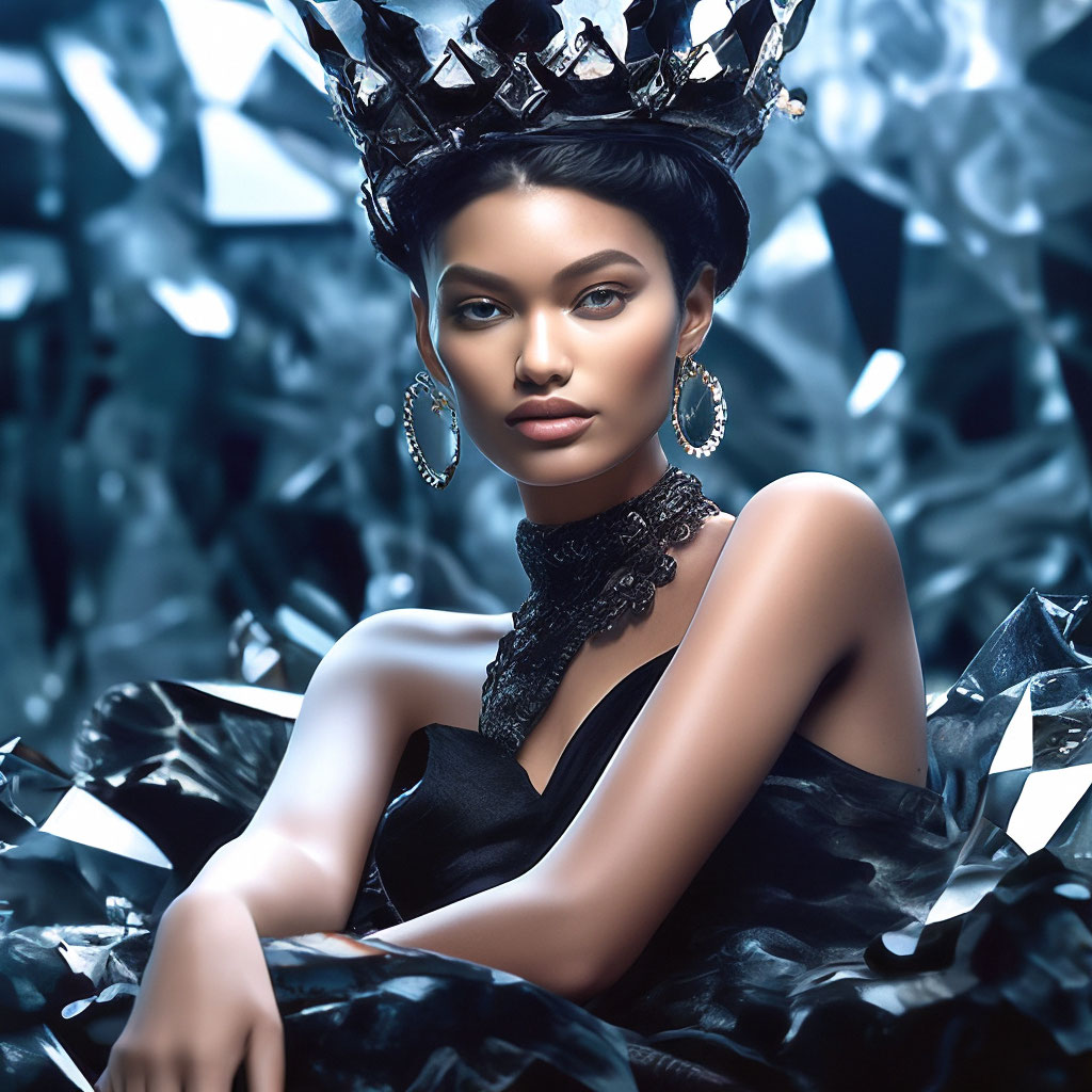 "Fashion photo shoot of a very beautiful girl in glassmorphism style ...