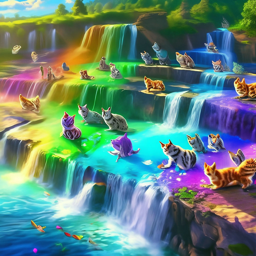 "Cotopad. Waterfall, instead of water drops-cats. thousands of cats of ...