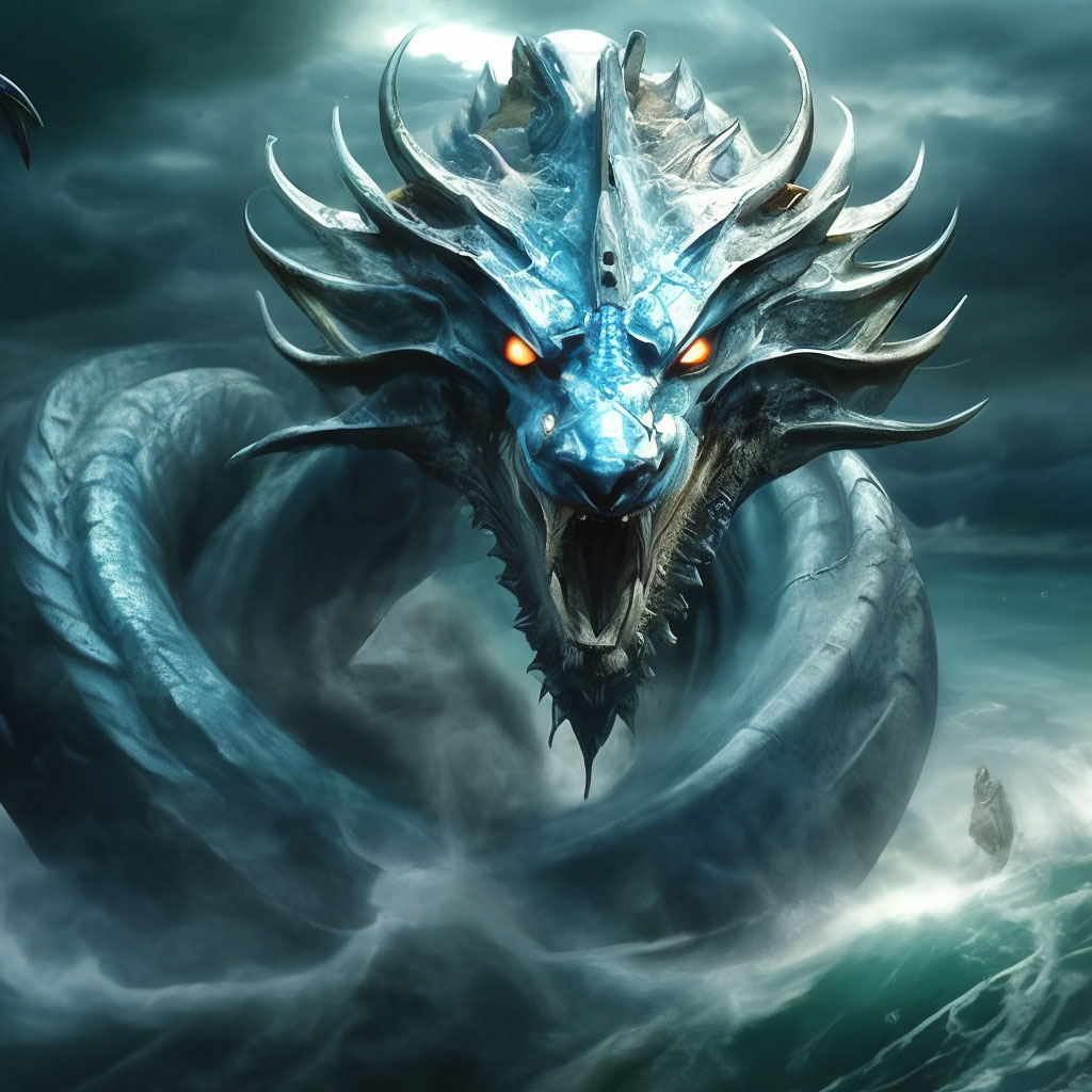 "A very beautiful and realistic Leviathan is a sea serpent with ...