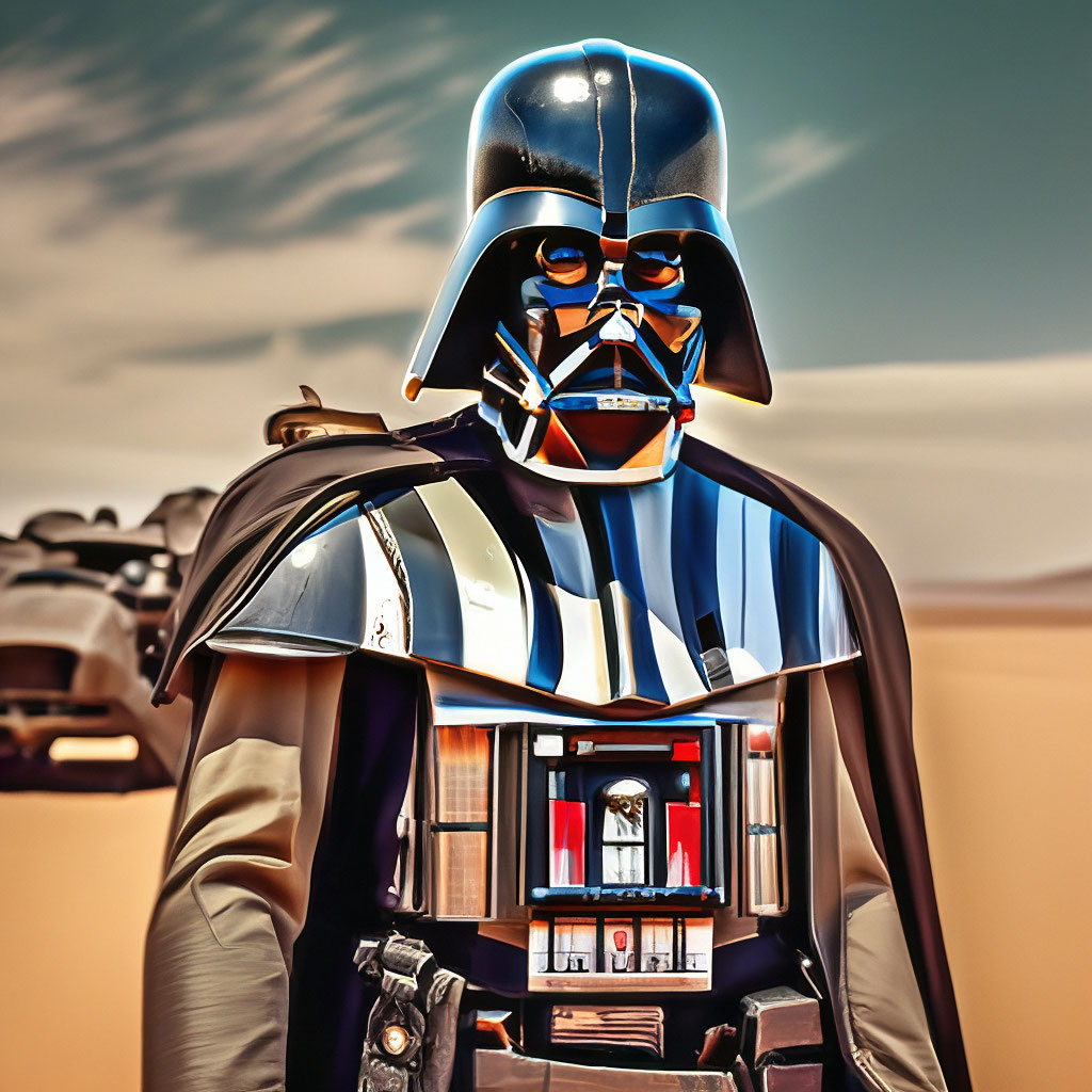 "Darth Vader in Mad Max style" — image created in Shedevrum