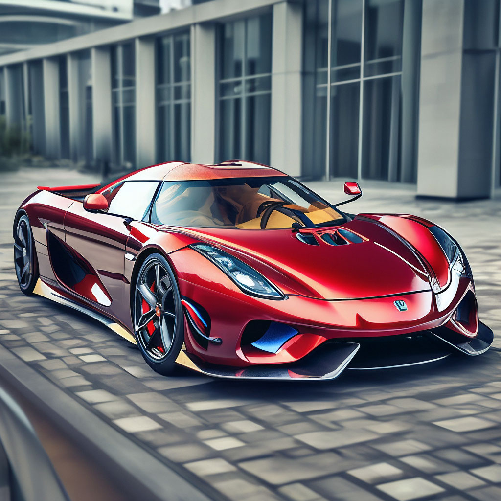 "Detailed very exact natural photo, Red Koenigsegg Regera Ghost package ...