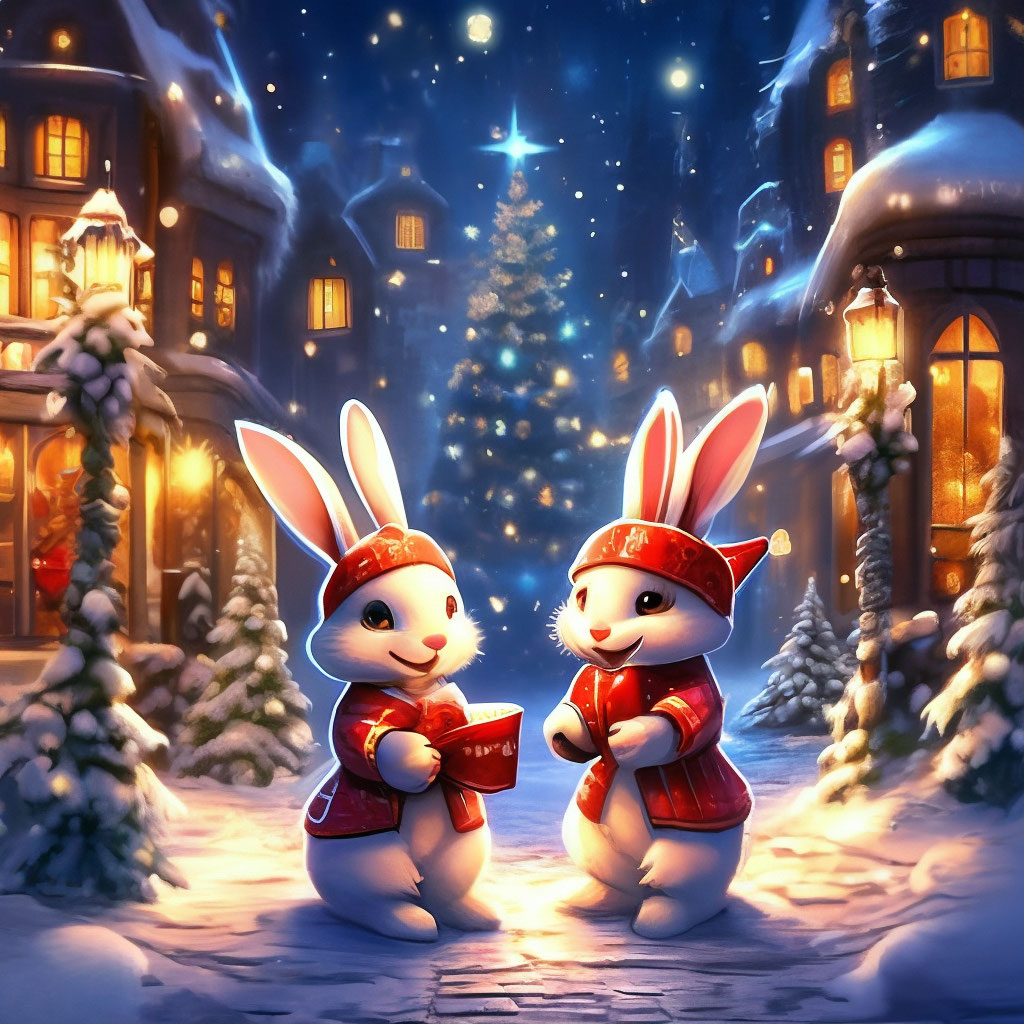 "Street, magical night, winter forest, magic sparks, magic, decorated ...