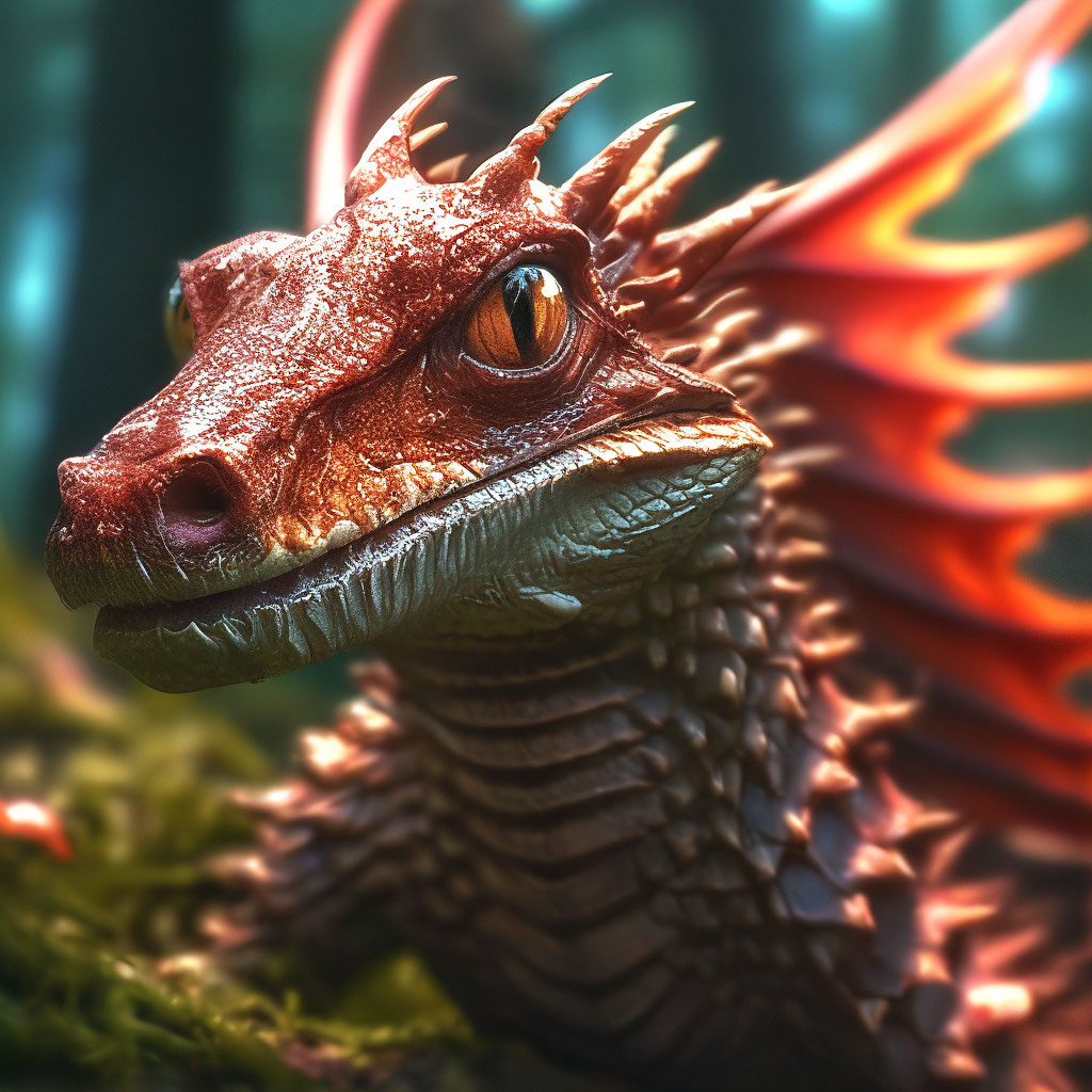 "Crocodile caterpillar and dragon hybrid, red-brown colors,hybrid ...
