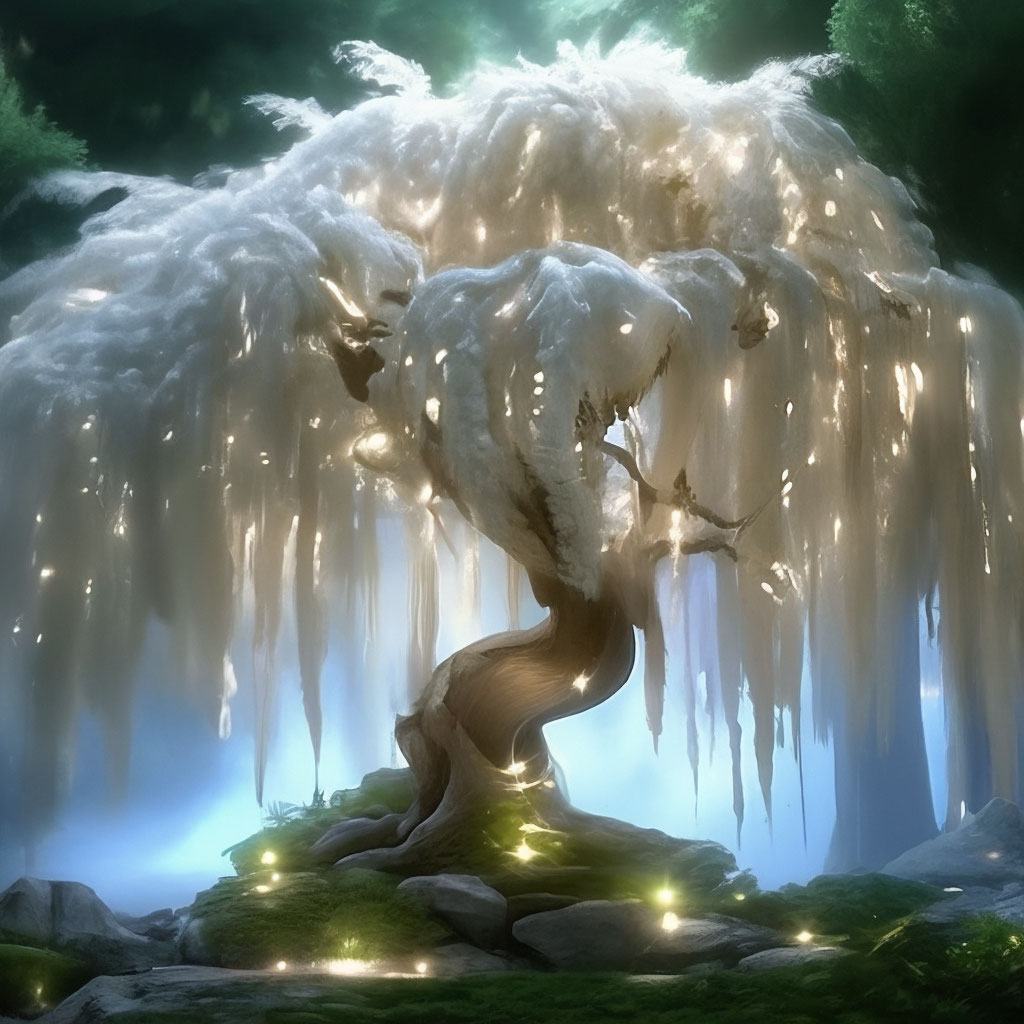 "There is a legend about a wish-fulfilling tree. Hyperrealism 64k. High ...