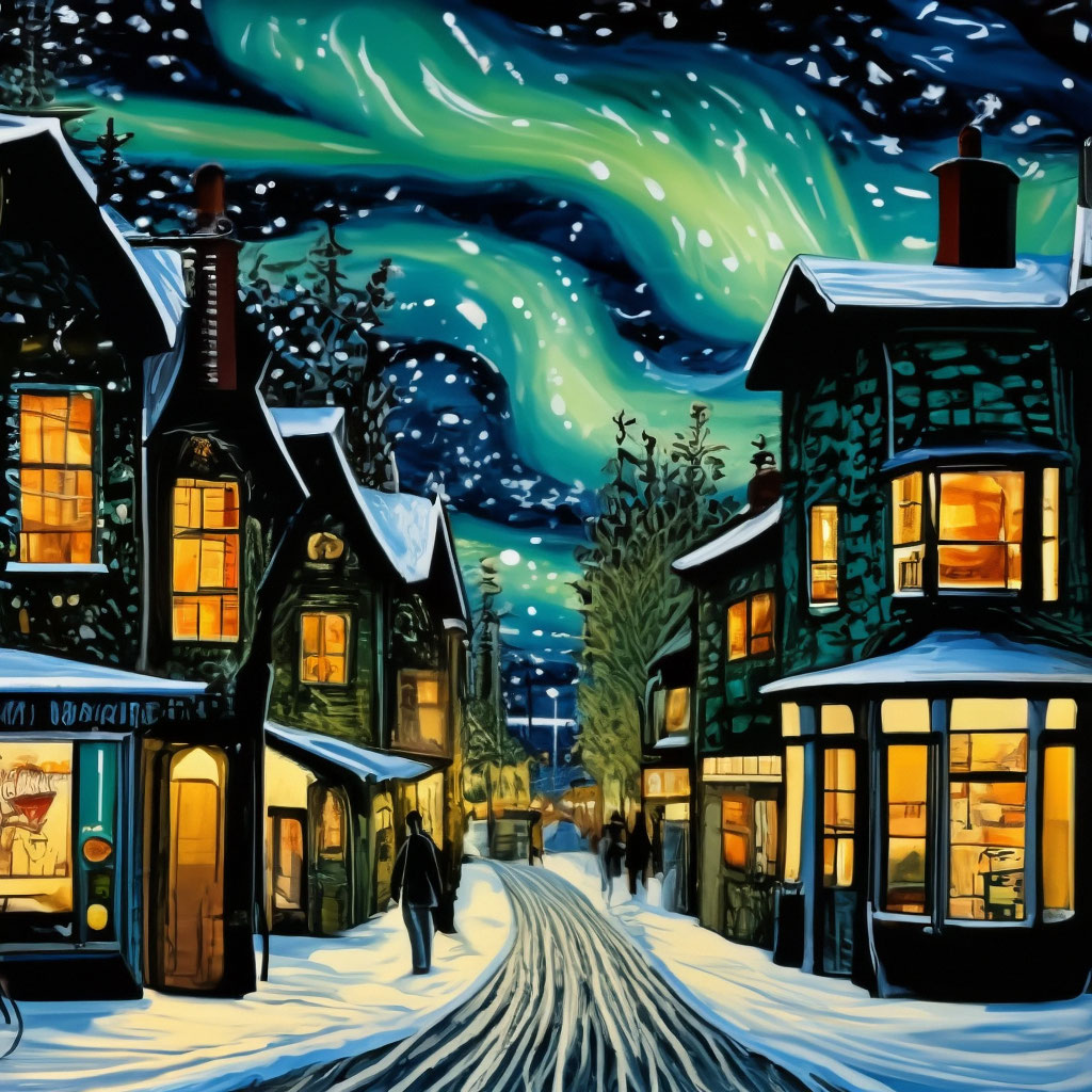 "Night street lantern pharmacy northern lights A scene from Mark ...