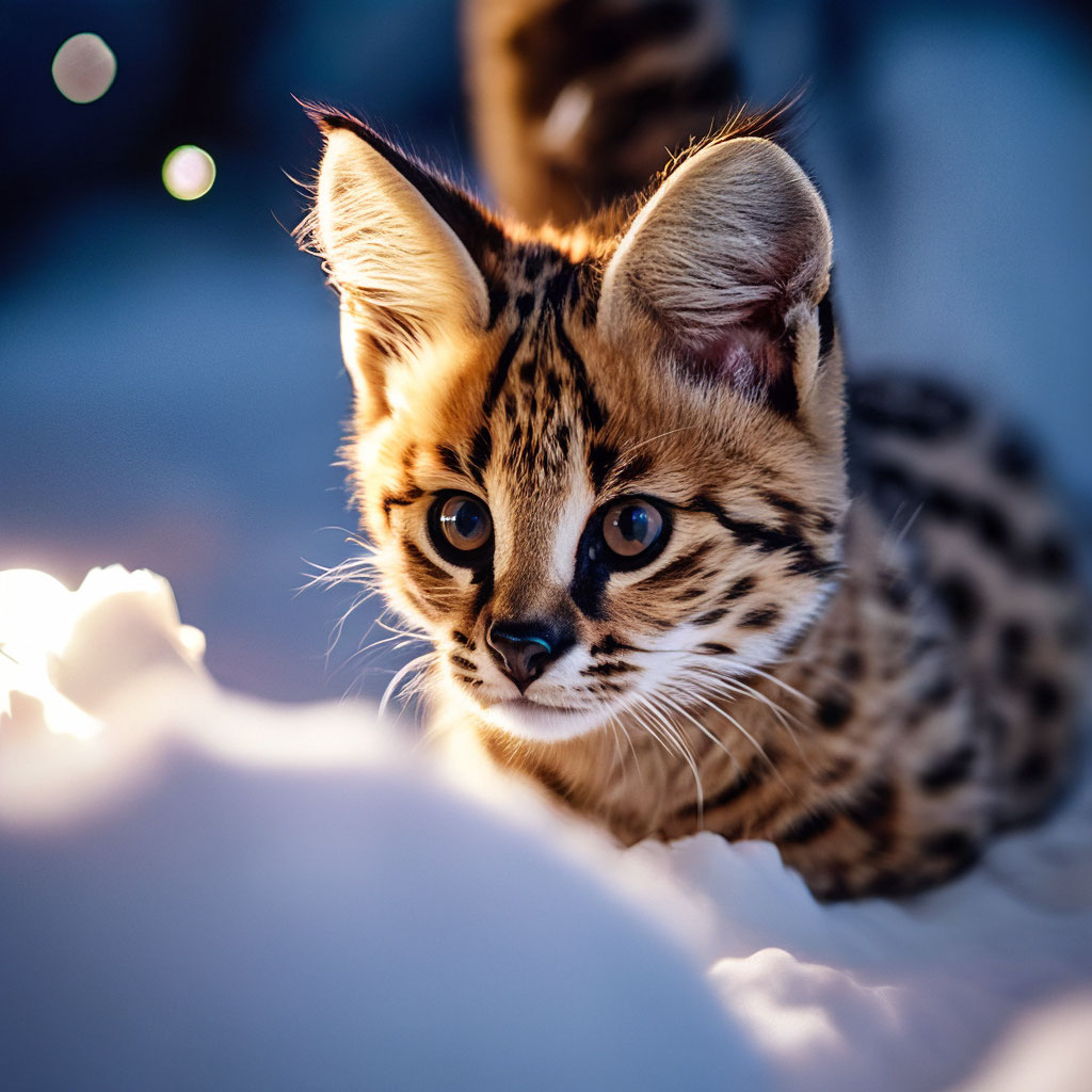 "Kotey serval kitten,night,professional photo,15mm,f/2.8,1/500s,iso2000 ...