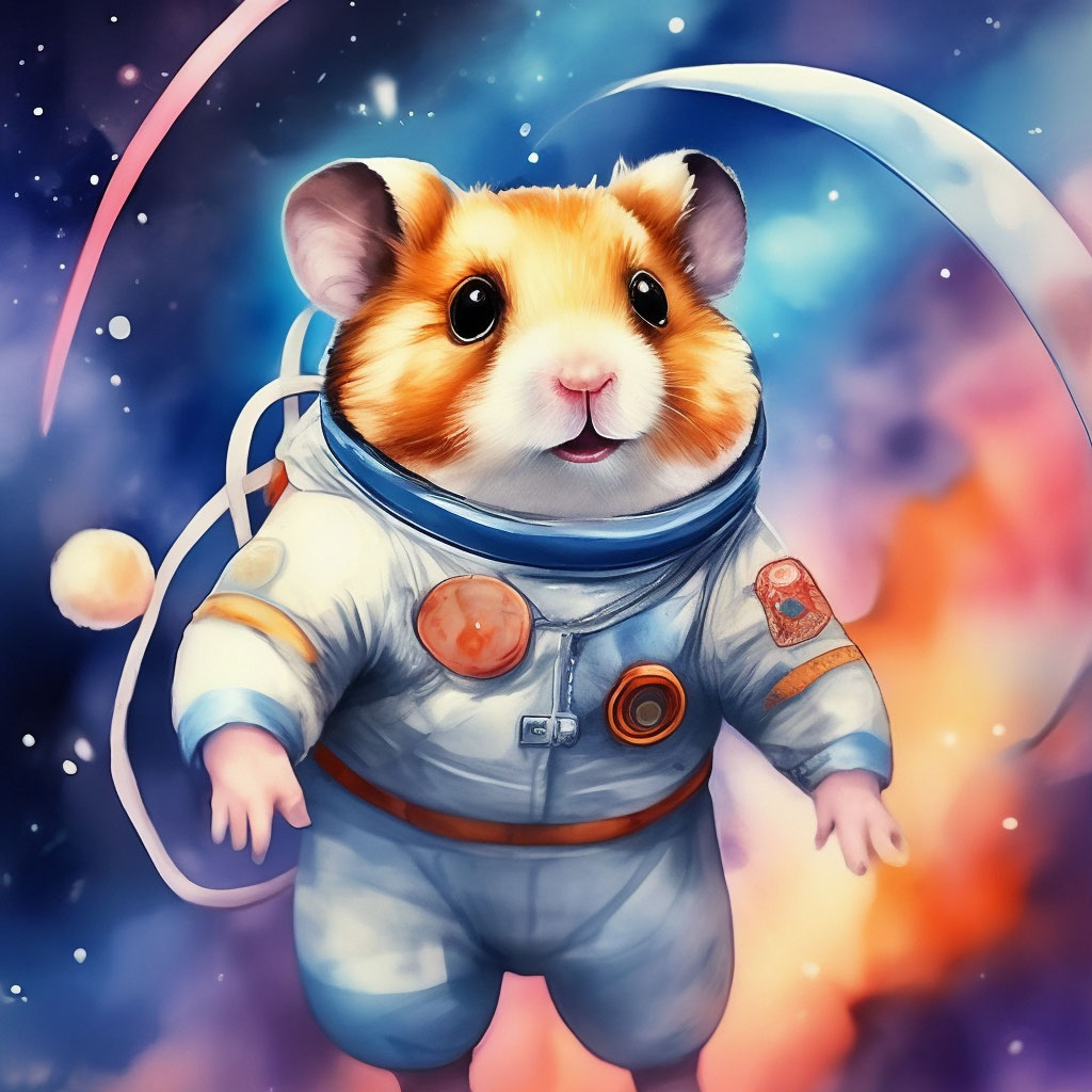 "Space hamster, watercolor" — image created in Shedevrum