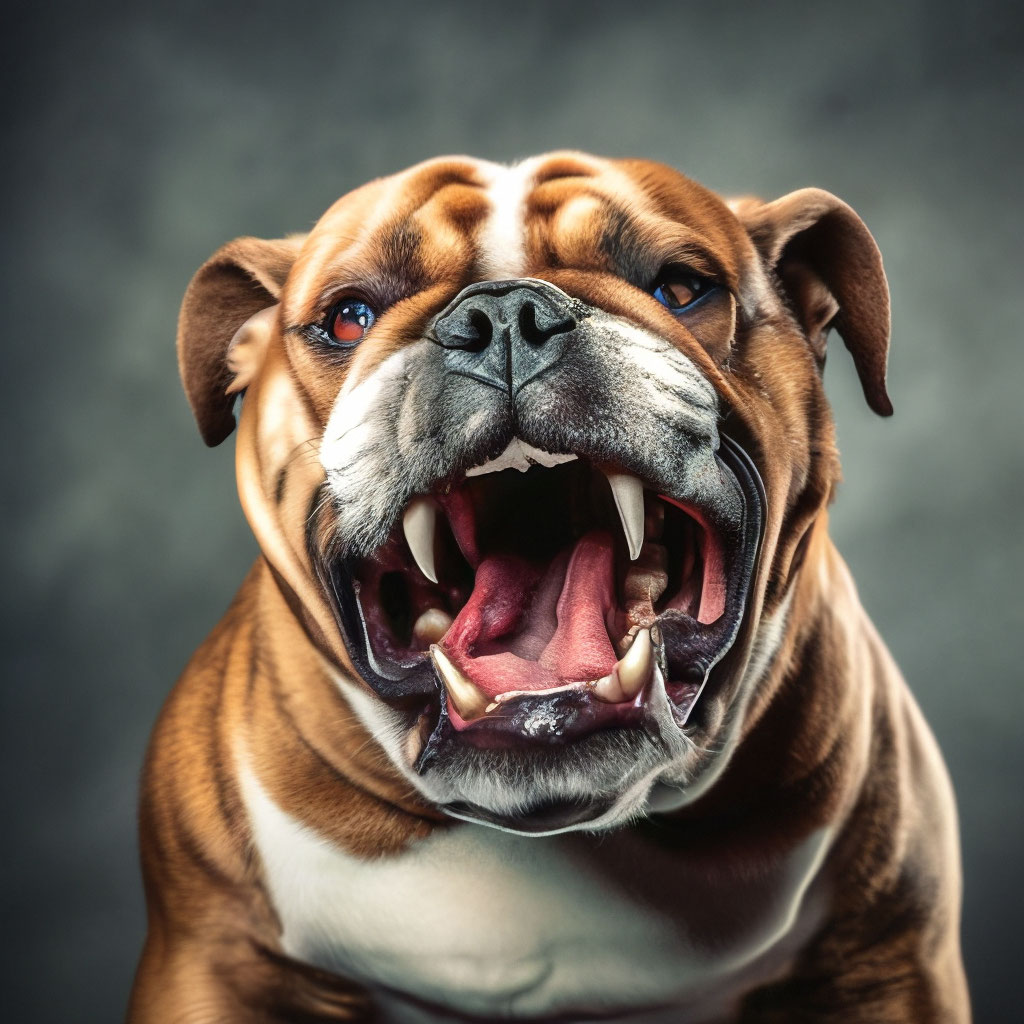 "Angry bulldog" — image created in Shedevrum