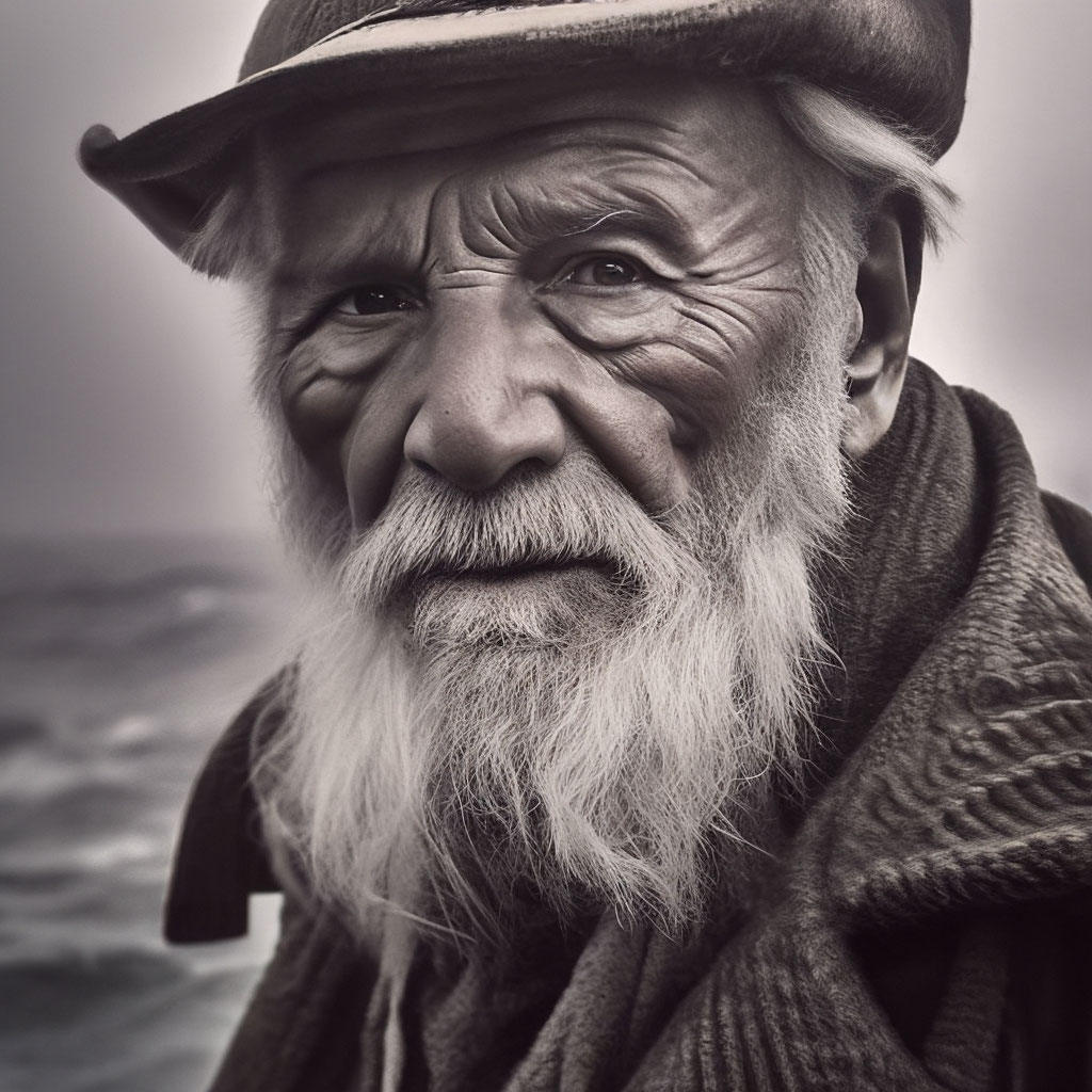 "Ernest Hemingway - The Old Man and the Sea" — image created in Shedevrum