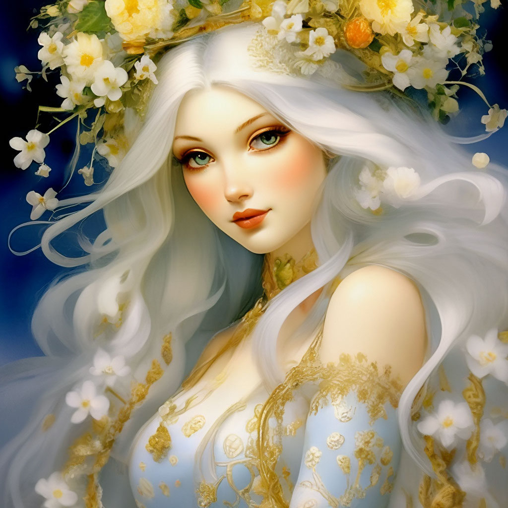 "Fairy Titania,Beautiful girl, art Nouveau style, long eyelashes, long ...
